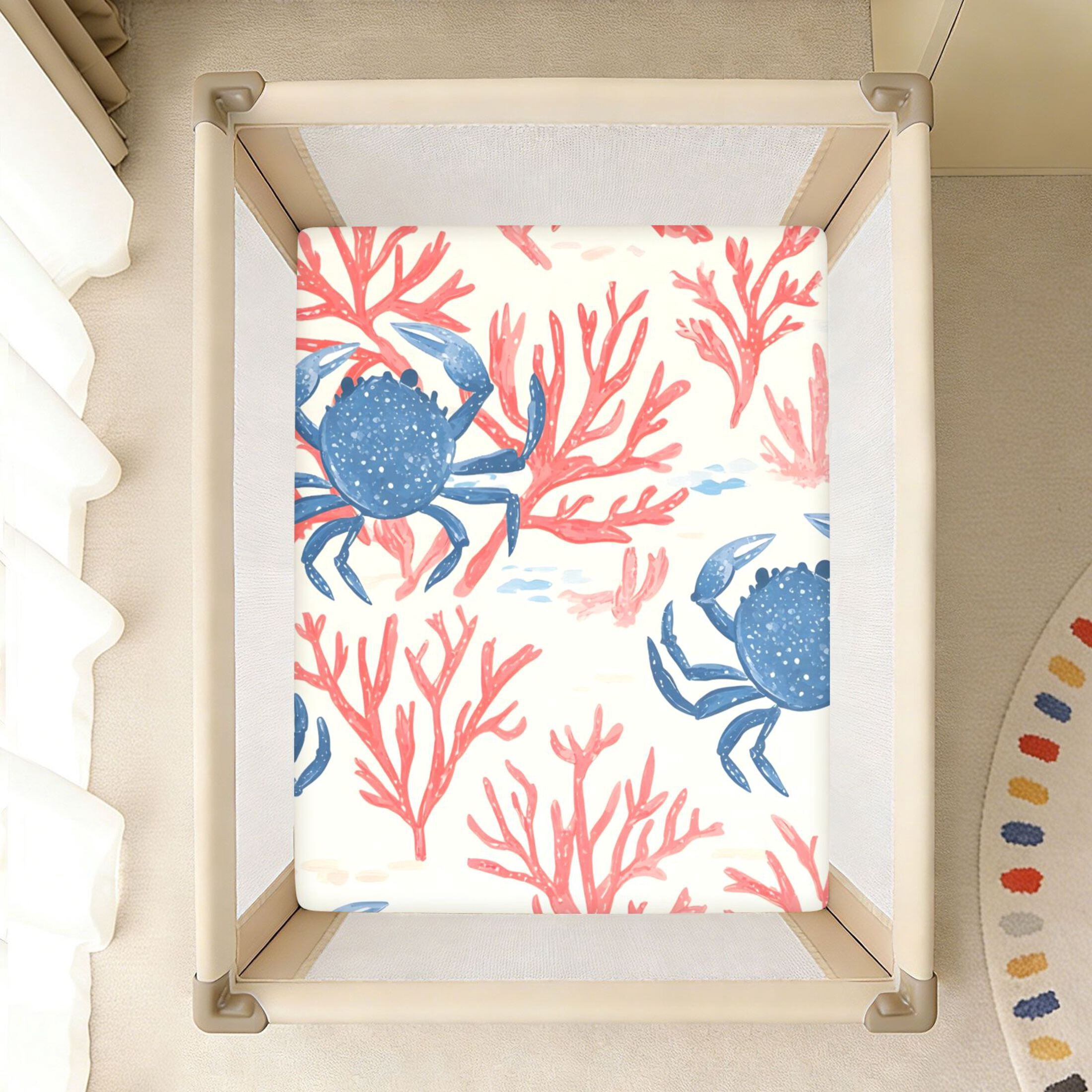BZSMCE Soft Fitted Cotto for In Blue Crab Pattern 39*27/52*28in ...