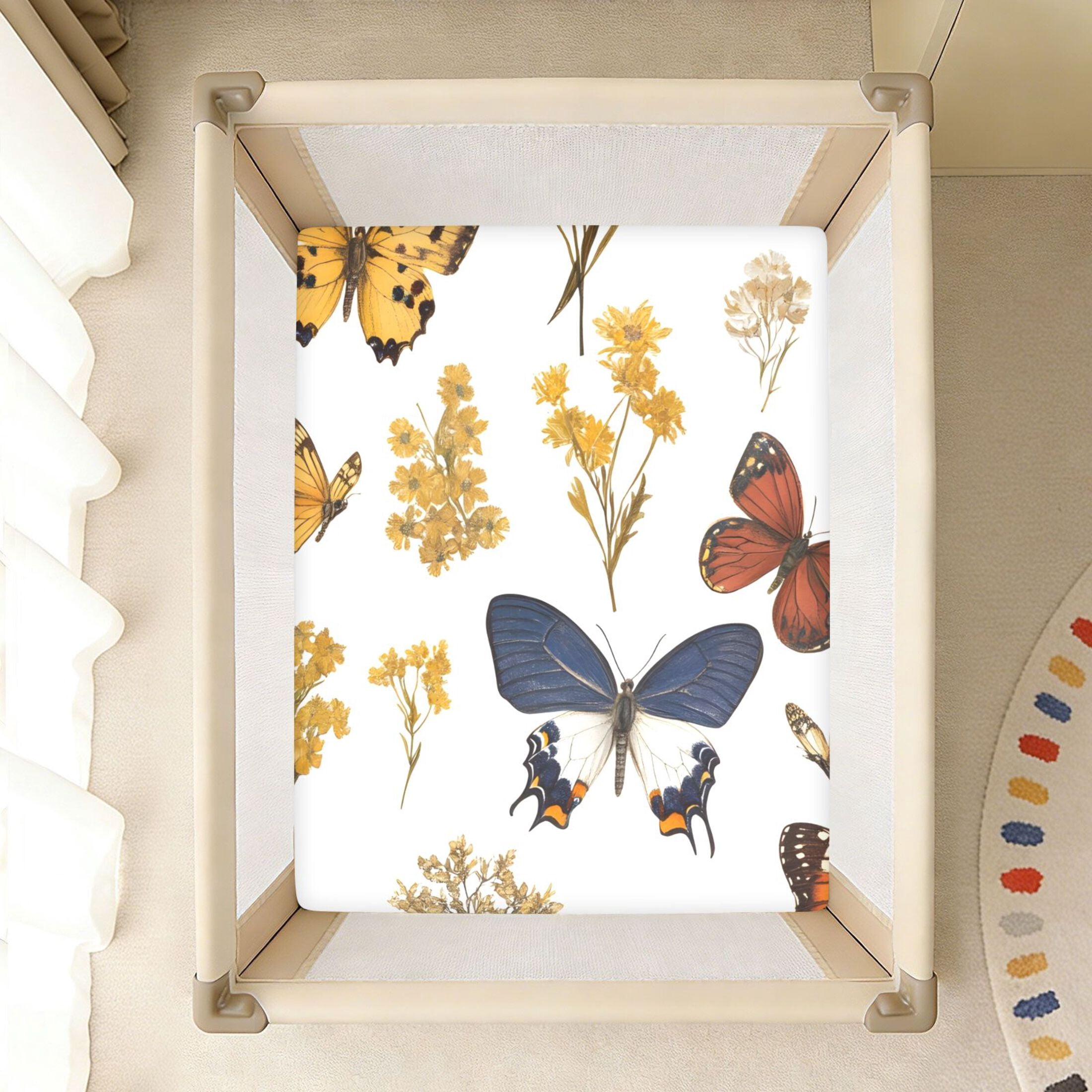 BZSMCE Soft Fitted Cotto for In Colourful Butterfies Pattern 39*27/52 ...
