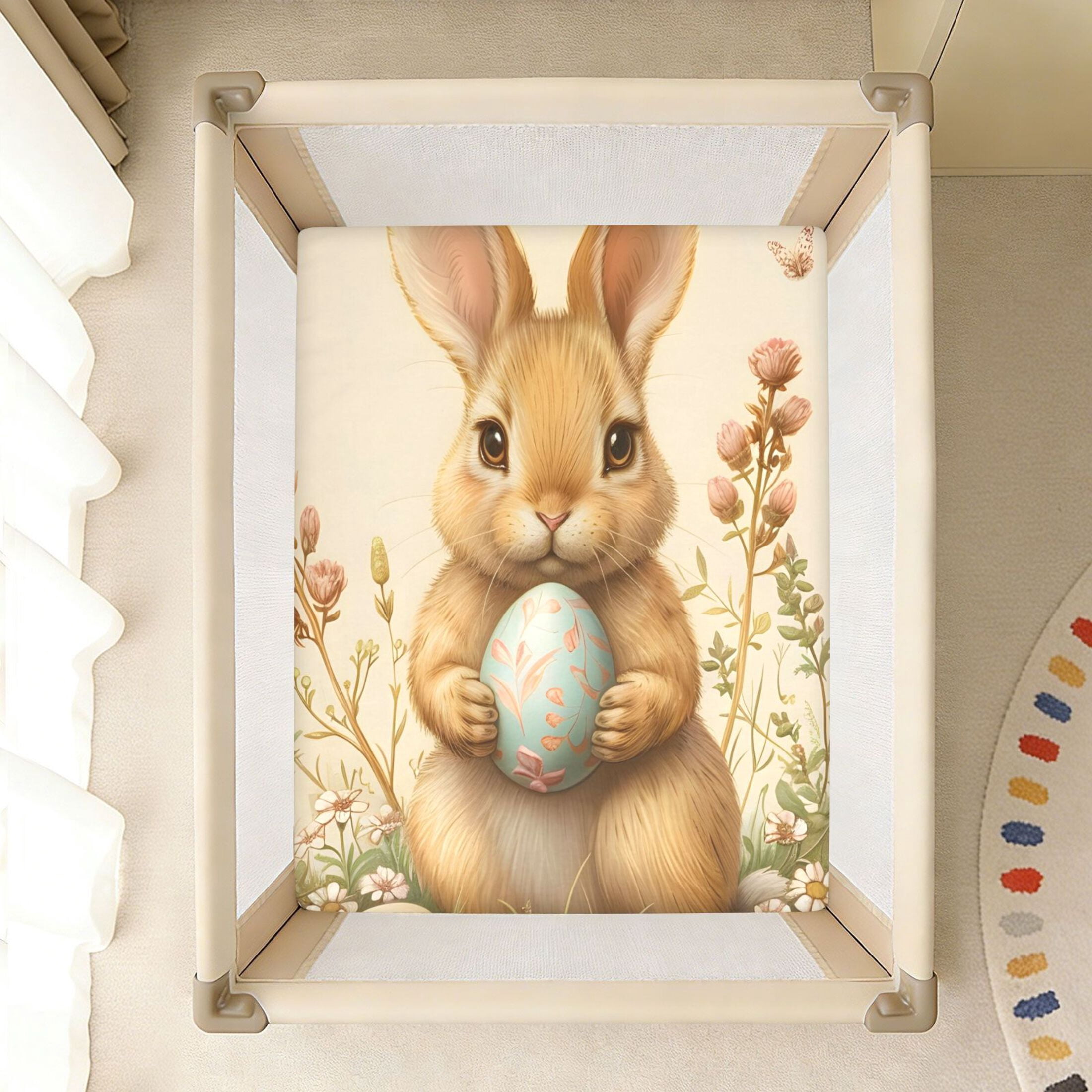 BZSMCE Soft Fitted Cotto for In Rabbit Retro Egg Pattern 39*27/52*28in ...