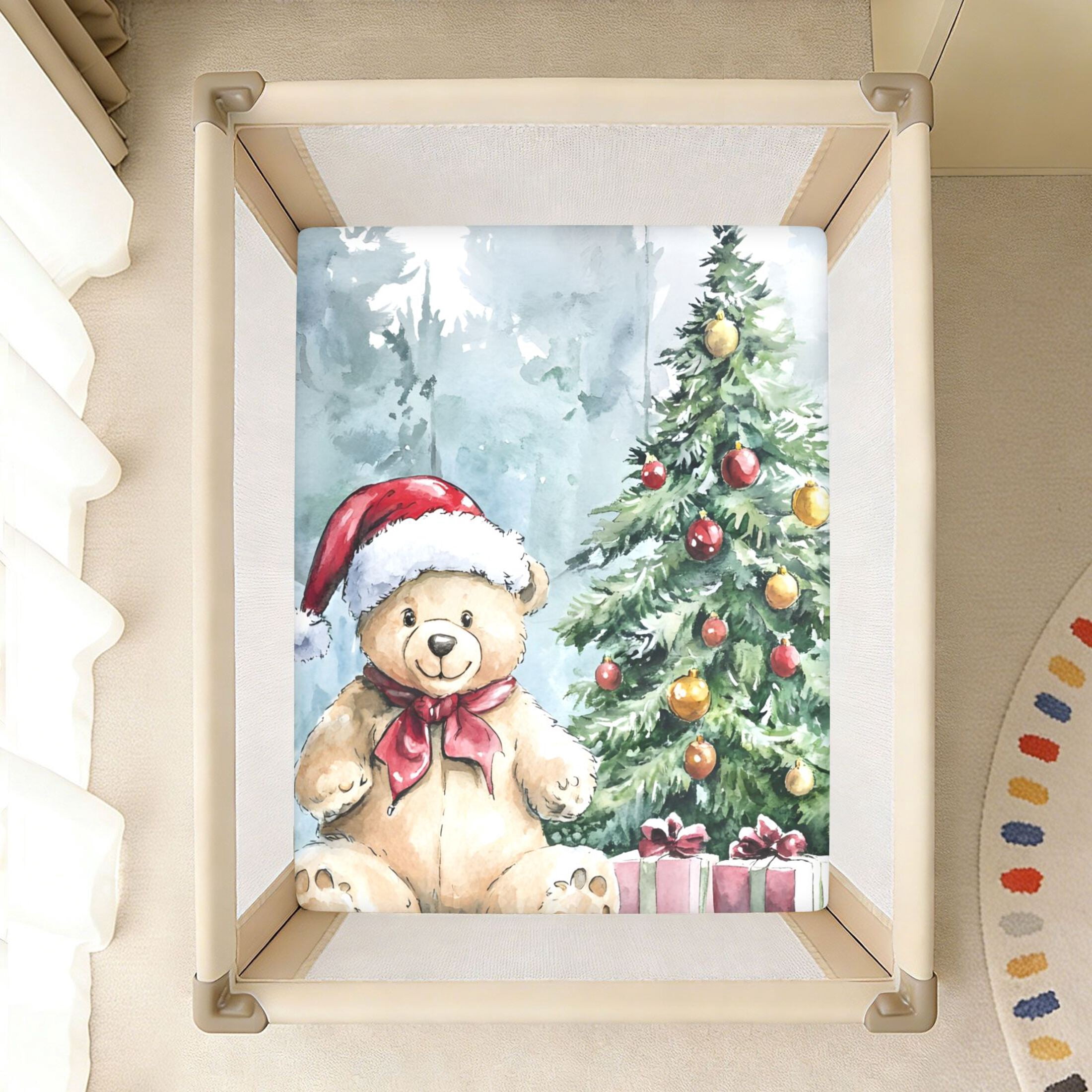 BZSMCE Soft Fitted Cotton Sheets In Bear Christmas Tree Pattern 39*27 ...