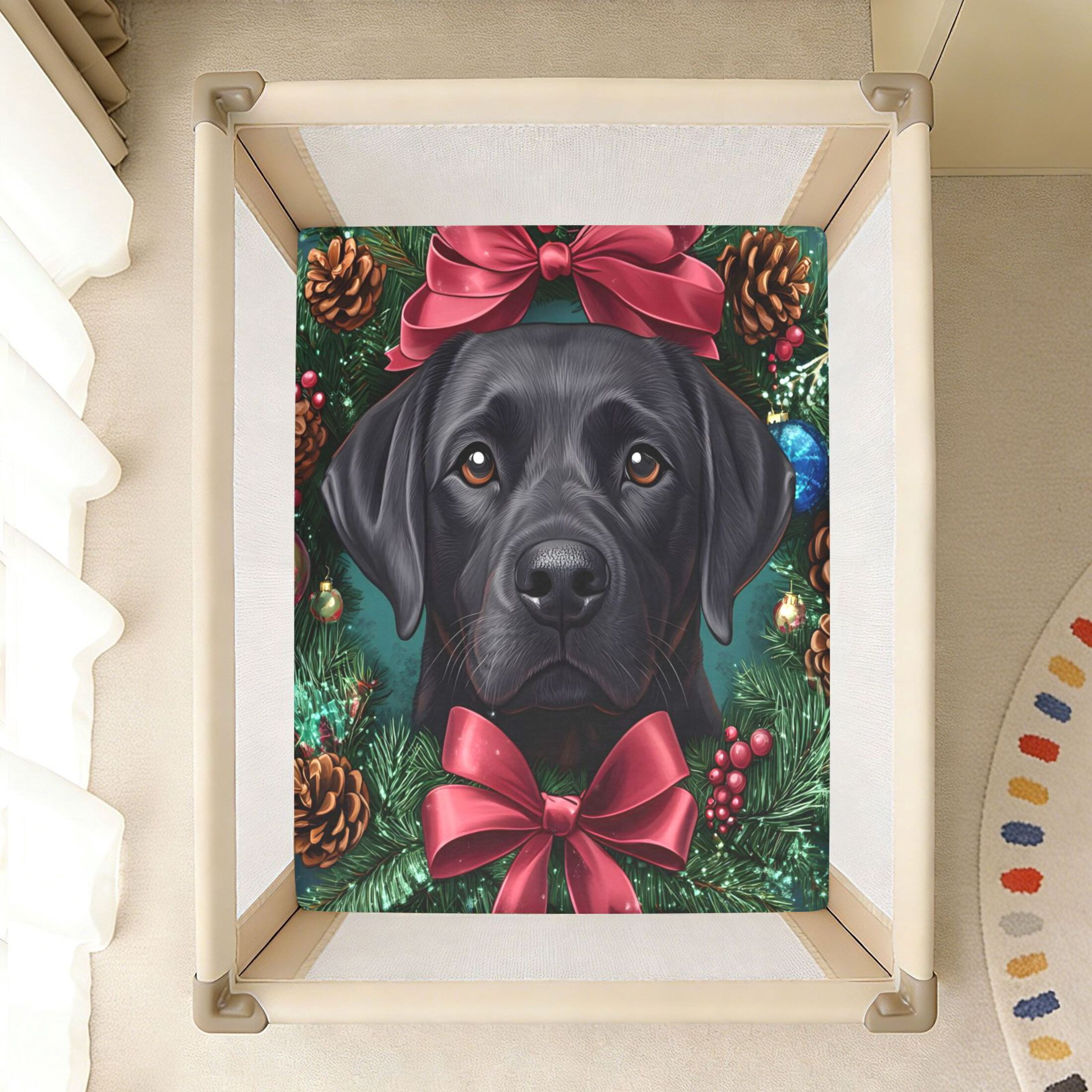 BZSMCE Soft Fitted Cotton Sheets In Black Labrador Retriever Dog ...