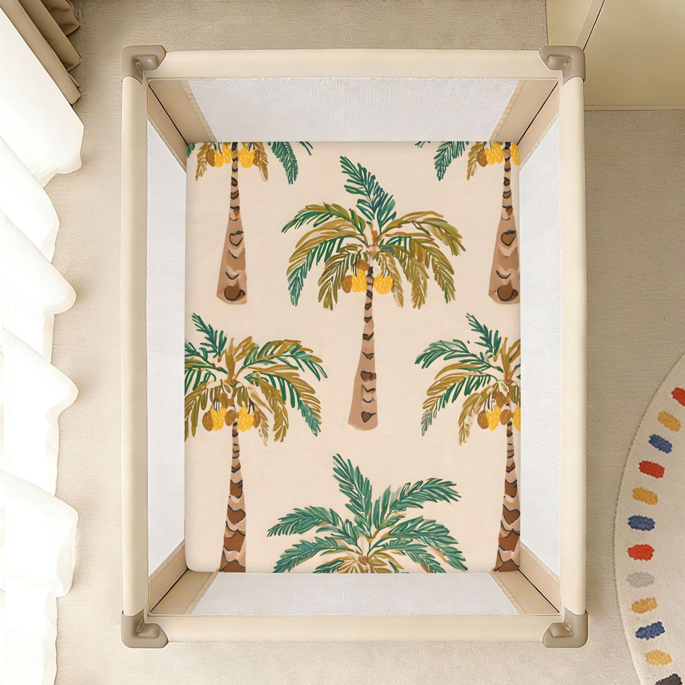 BZSMCE Soft Fitted Cotton Sheets In Hand Drawn Palm Trees Pattern 39*27 ...