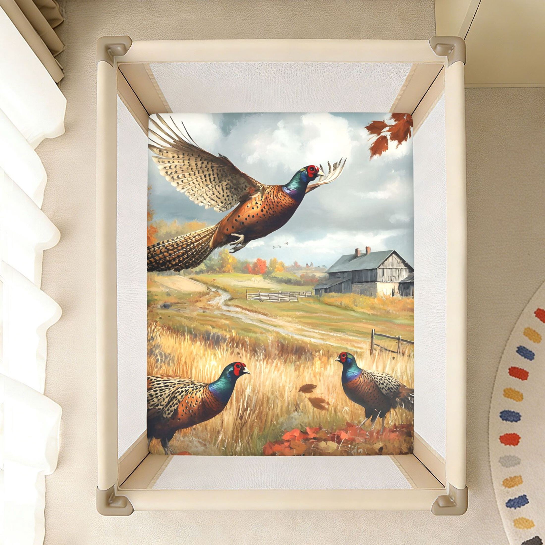 BZSMCE Soft Fitted Cotton Sheets In Pheasant Flying Pattern 39*27/52 ...