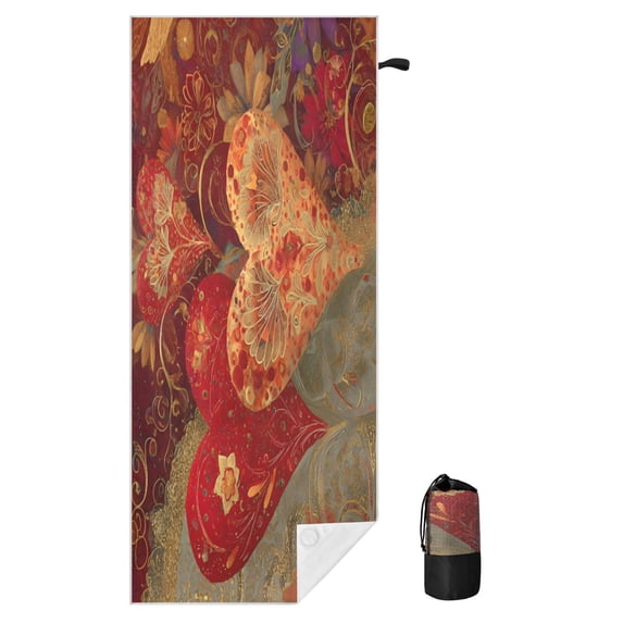 BZSMCE Soft Gilded Ruby Heartscape For Beach Towel with Wind-Resistant ...