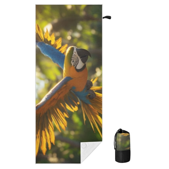BZSMCE Soft Golden Hour Parrot Soaring For Beach Towel with Wind ...