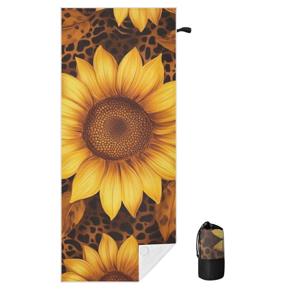 BZSMCE Soft Golden Sunflower Patterns For Beach Towel with Wind ...