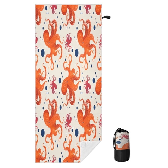 BZSMCE Soft Hand Drawn Octopuses Their Pattern For Beach Towel with ...