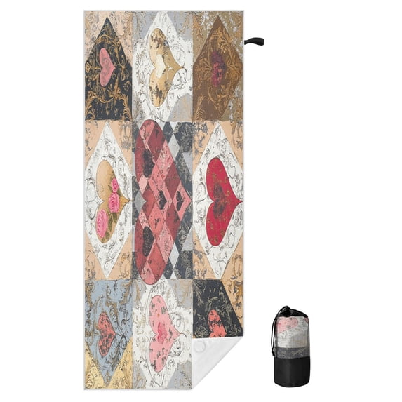 BZSMCE Soft Heartfelt Patchwork Design For Beach Towel with Wind ...