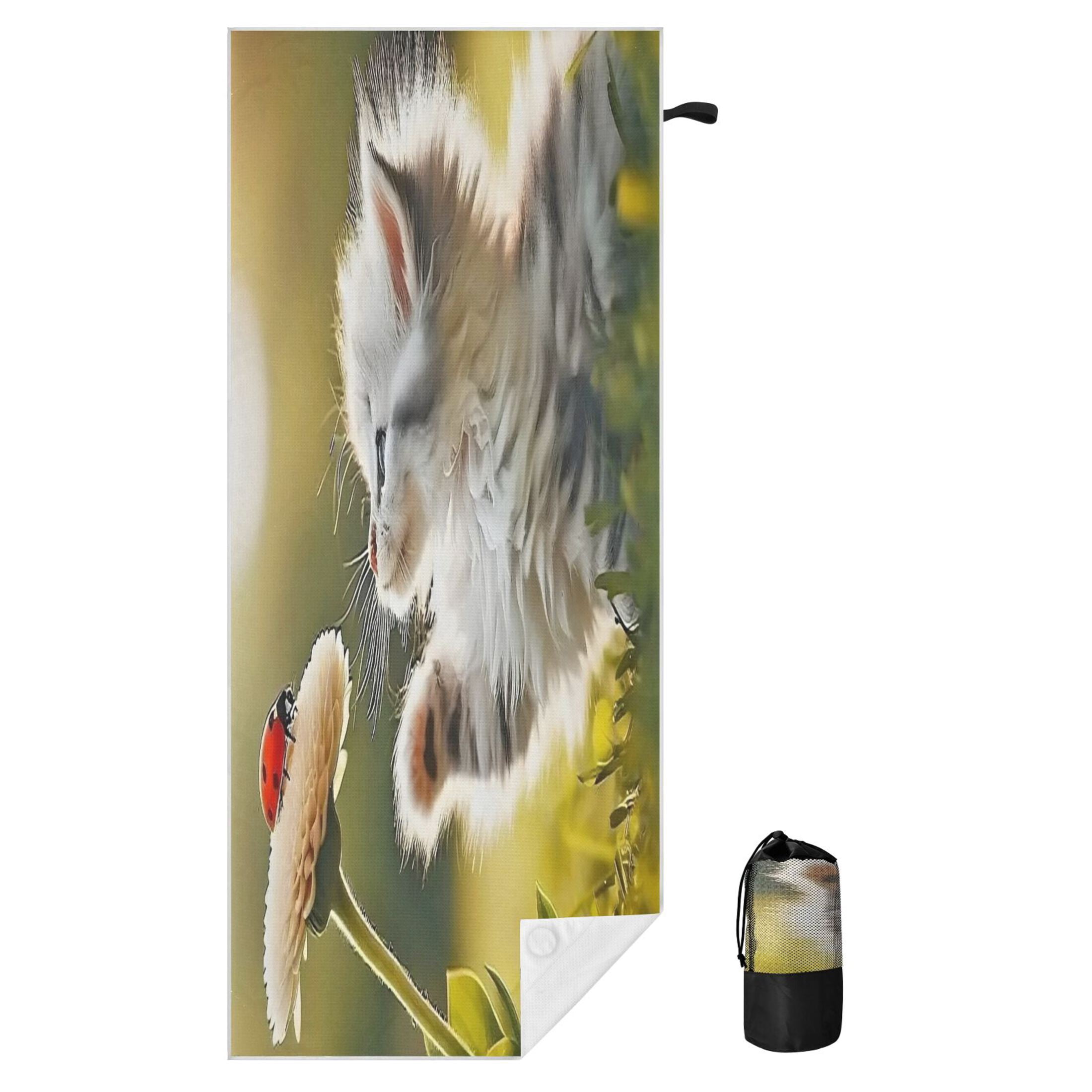 BZSMCE Soft Kitten and Ladybug For Beach Towel with Wind-Resistant ...