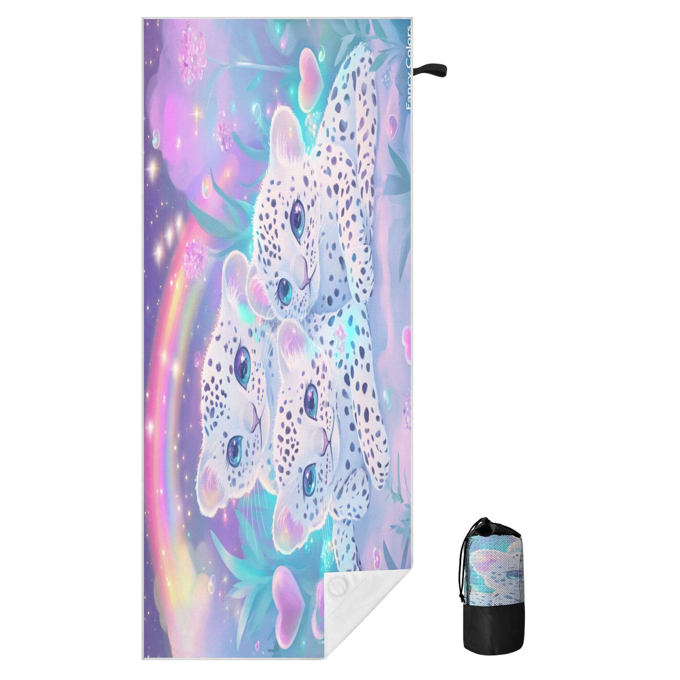 BZSMCE Soft Leopard Trio under The Rainbow For Beach Towel with Wind ...
