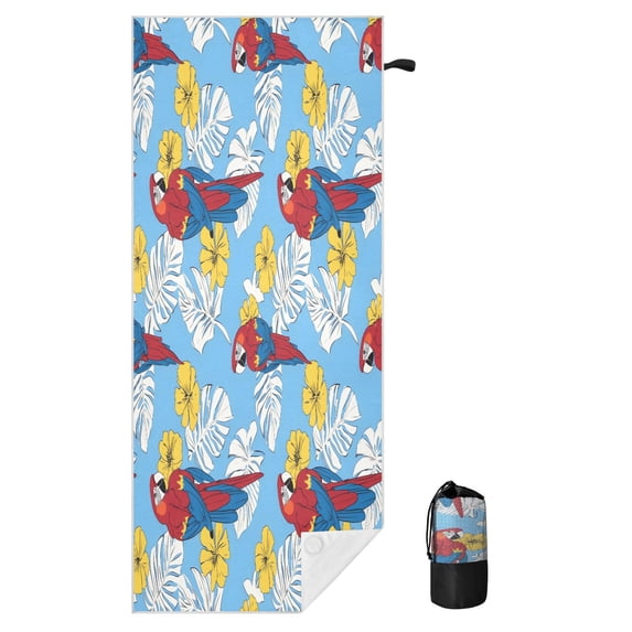 BZSMCE Soft Macaw Tropical Leave Pattern For Beach Towel with Wind ...