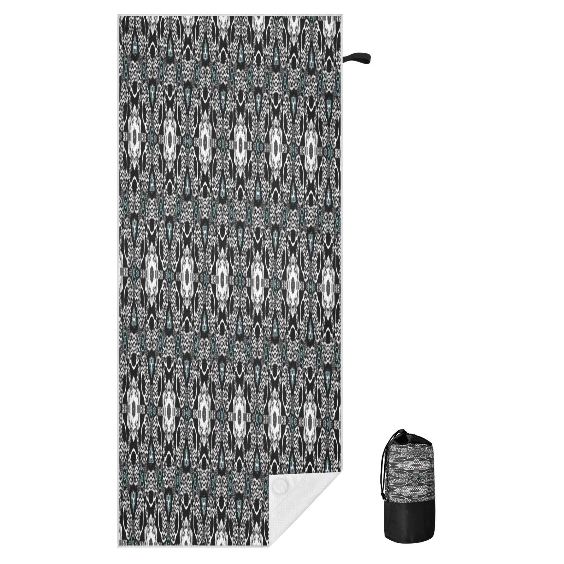 BZSMCE Soft Monochrome Floral Tiles For Beach Towel with Wind-Resistant ...