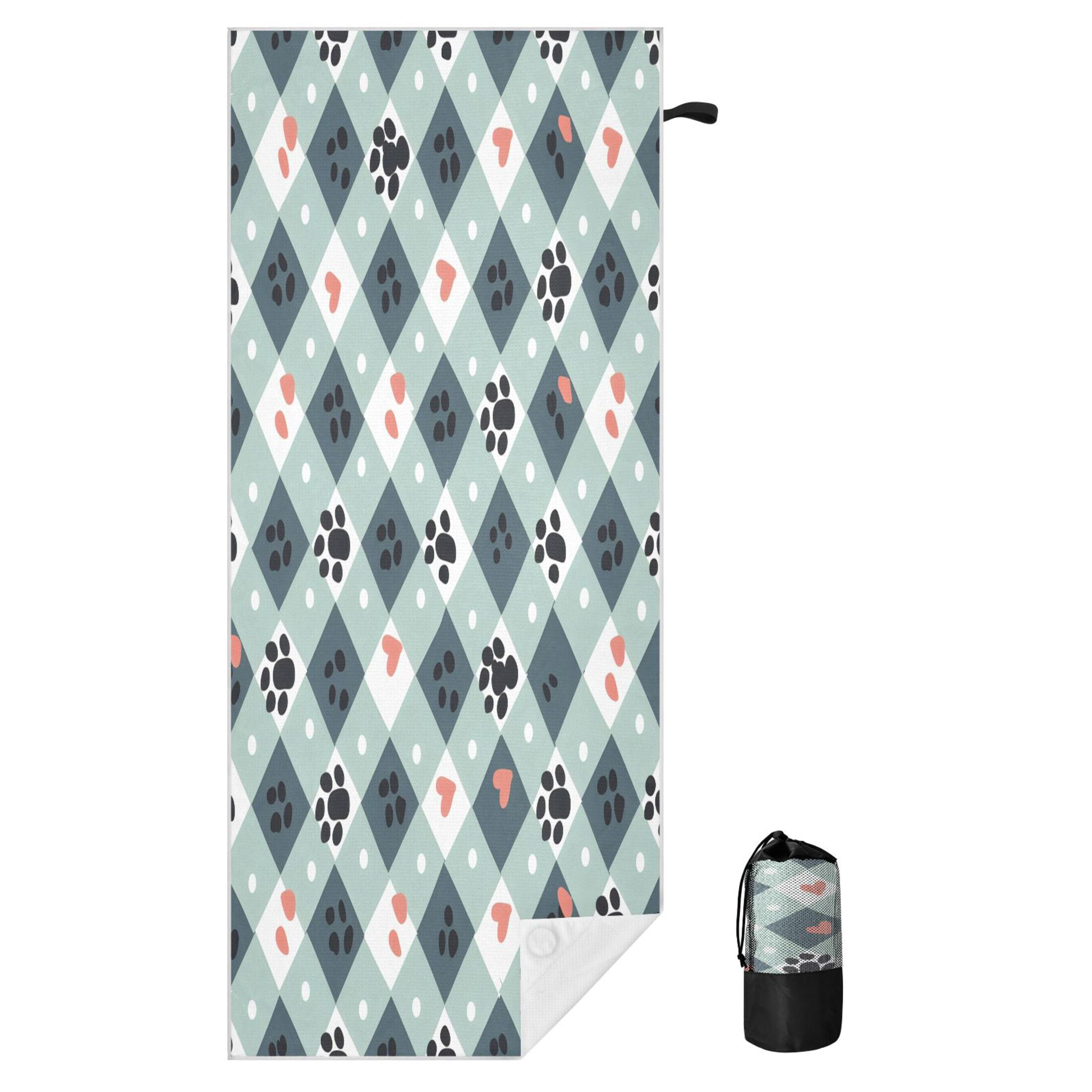 BZSMCE Soft Much Dog Paw Print For Beach Towel with Wind-Resistant ...