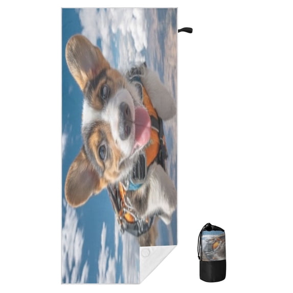 BZSMCE Soft Orange Harness Corgi For Beach Towel with Wind-Resistant ...