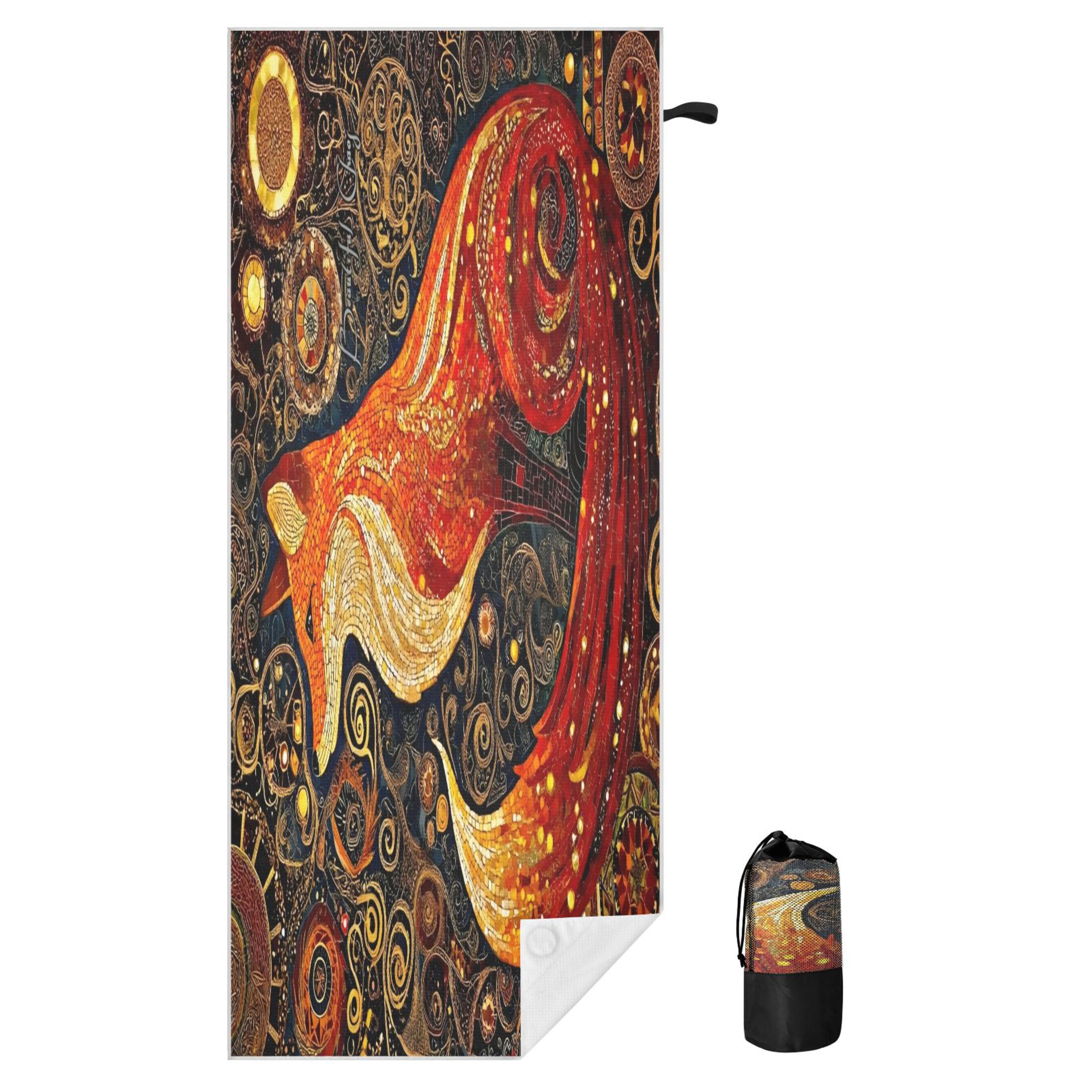 BZSMCE Soft Ornate Red Fox For Beach Towel with Wind-Resistant Magnetic ...