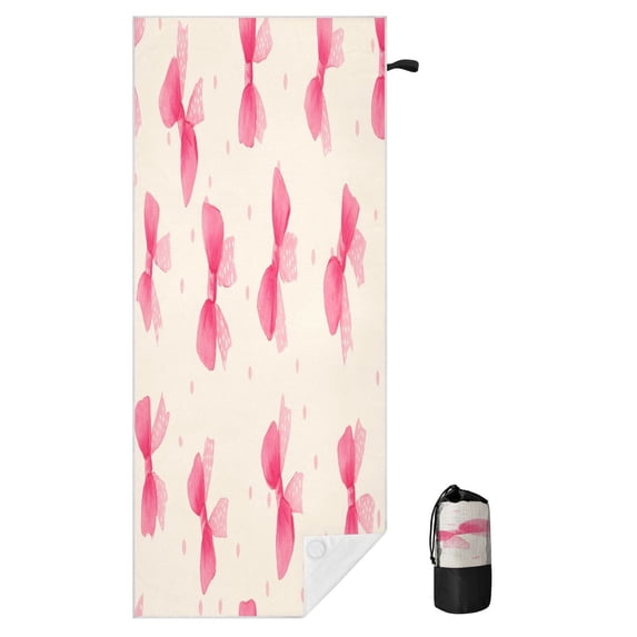 BZSMCE Soft Pink Bow Polka Dots Pattern For Beach Towel with Wind ...
