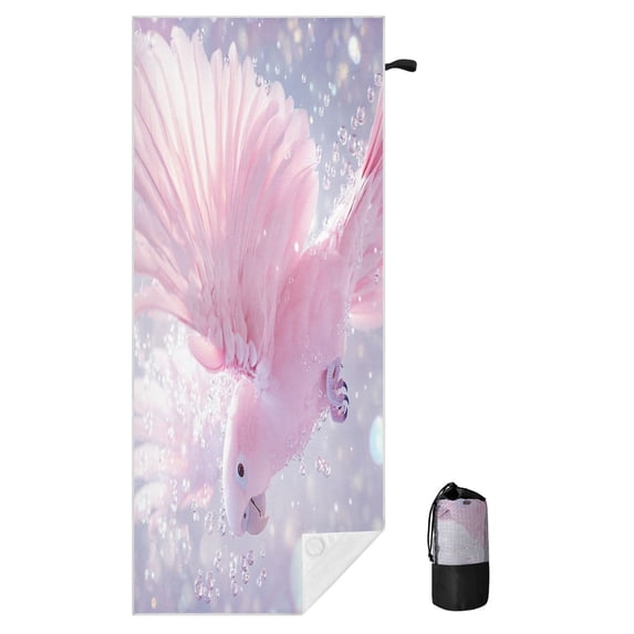 BZSMCE Soft Pink Feathers and Sparkles For Beach Towel with Wind ...