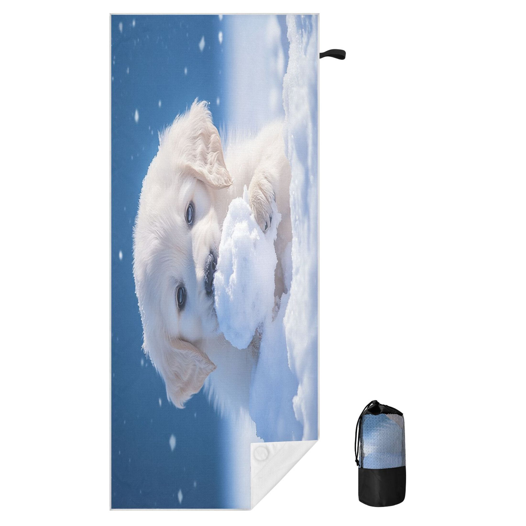 BZSMCE Soft Playful Snow Pup For Beach Towel with Wind-Resistant ...