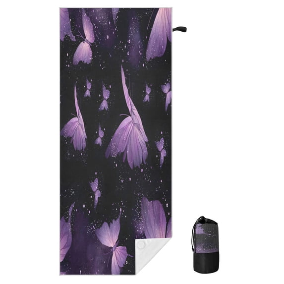 BZSMCE Soft Purple Butterfly Pattern For Beach Towel with Wind ...