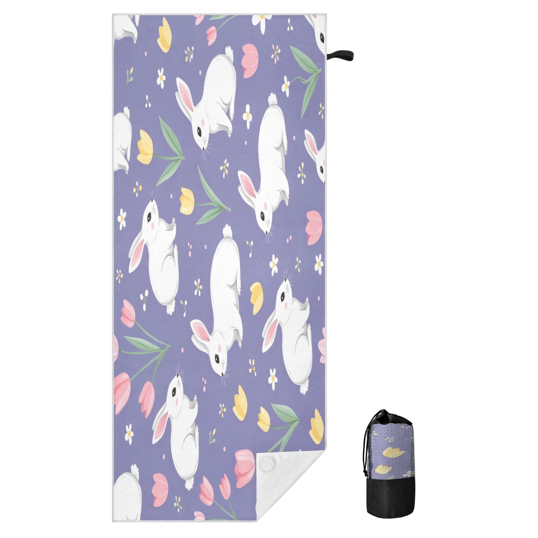 BZSMCE Soft Rabbit Tulip Flowers Pattern For Beach Towel with Wind ...
