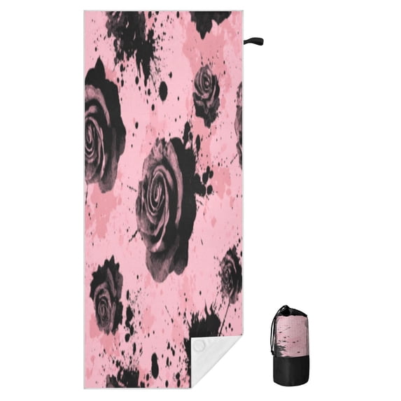 BZSMCE Soft Rosy Rhapsody For Beach Towel with Wind-Resistant Magnetic ...