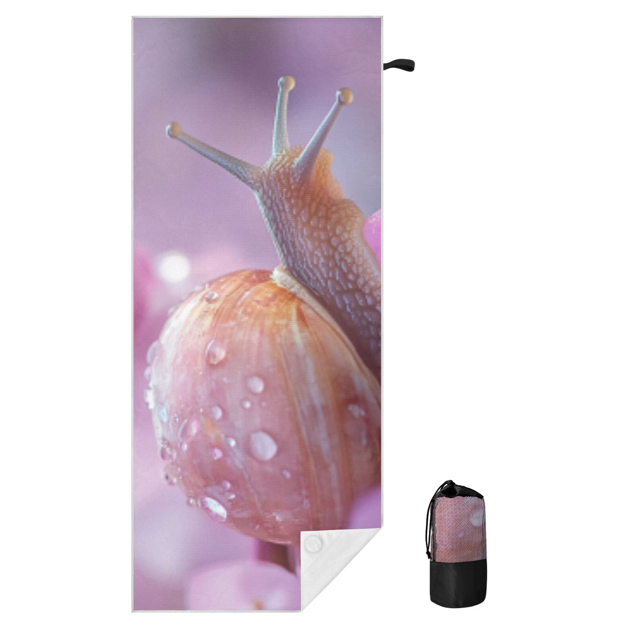 BZSMCE Soft Snail on Pink Blossoms with Dew For Beach Towel with Wind ...