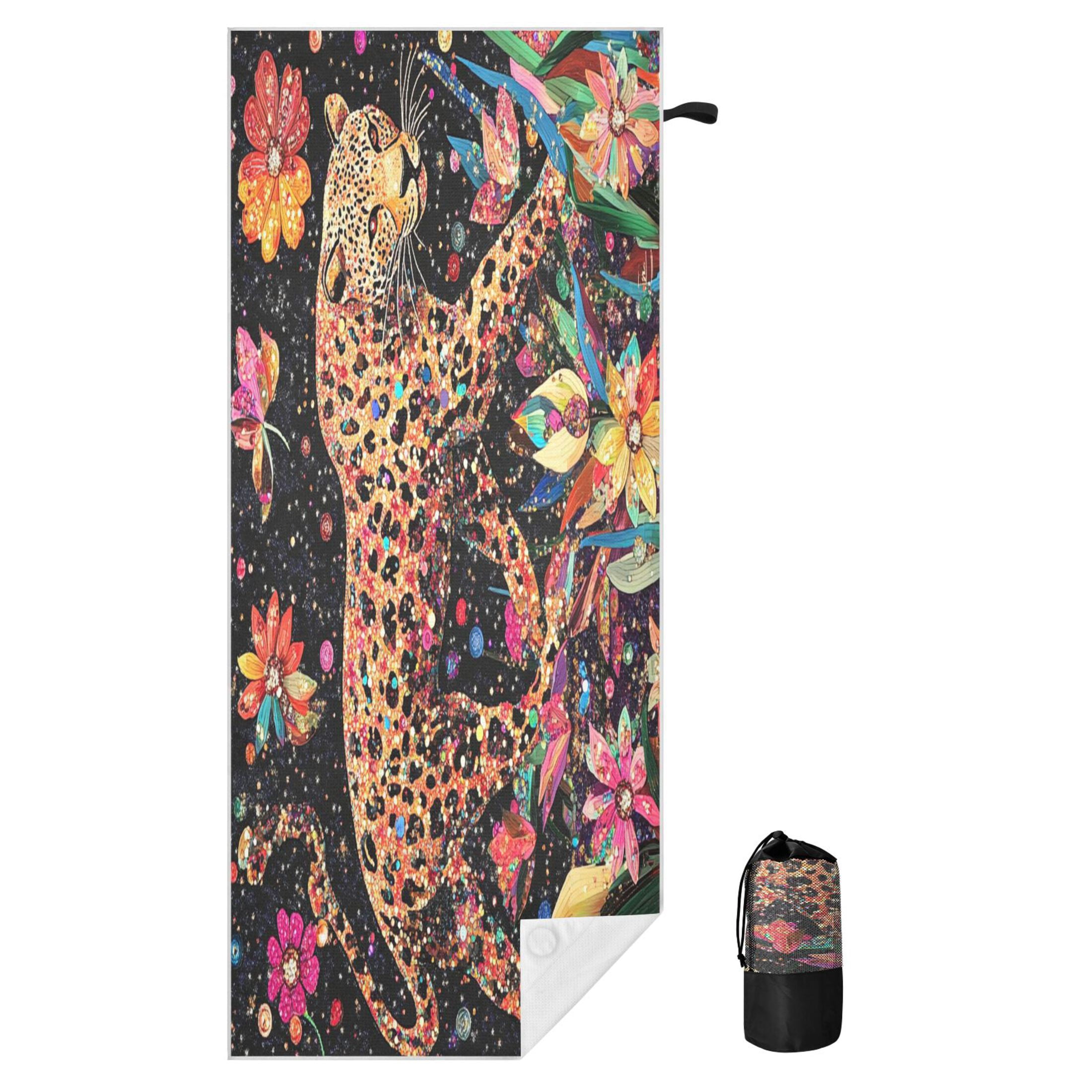 BZSMCE Soft Sparkling Leopard For Beach Towel with Wind-Resistant ...