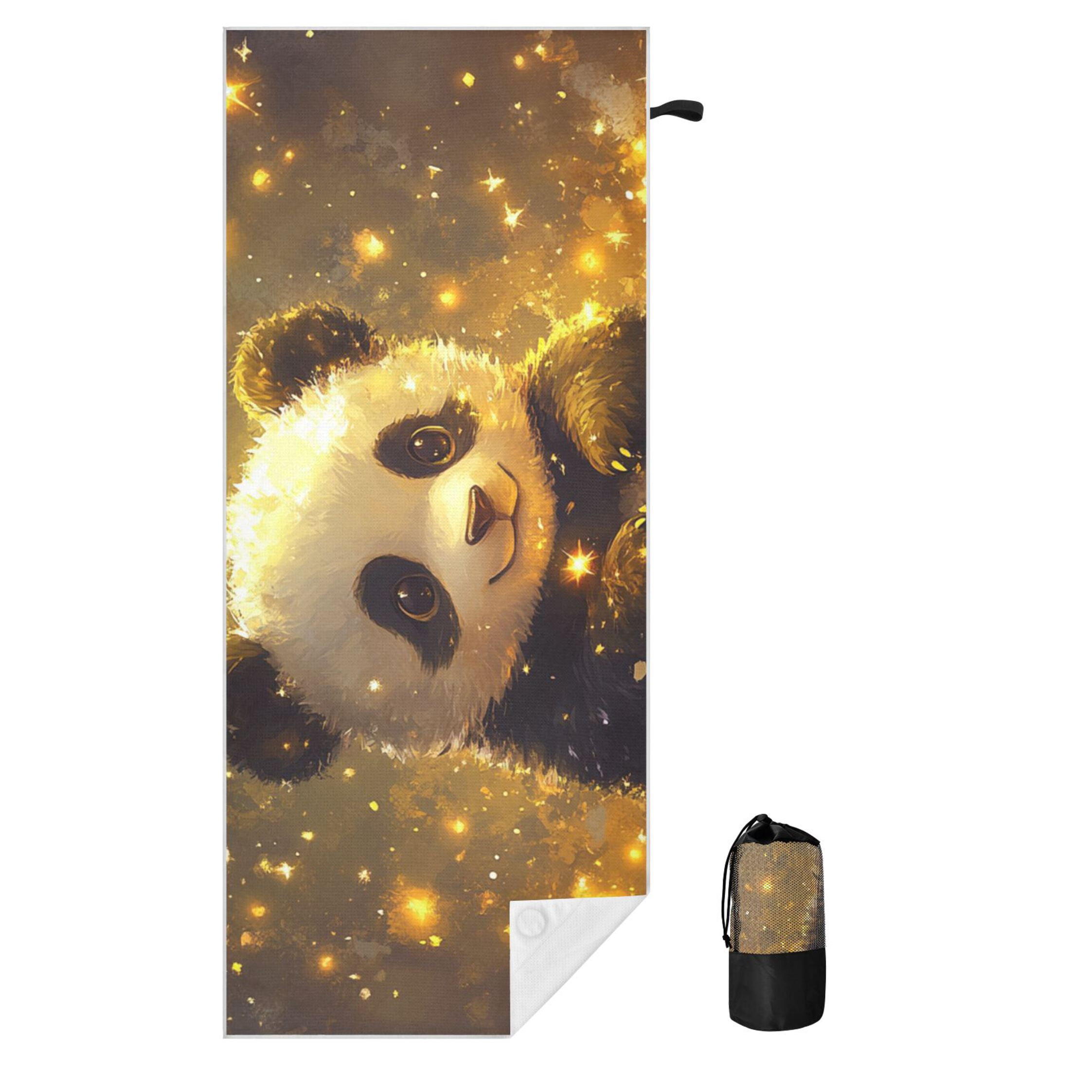 BZSMCE Soft Sparkling Panda Joy For Beach Towel with Wind-Resistant ...