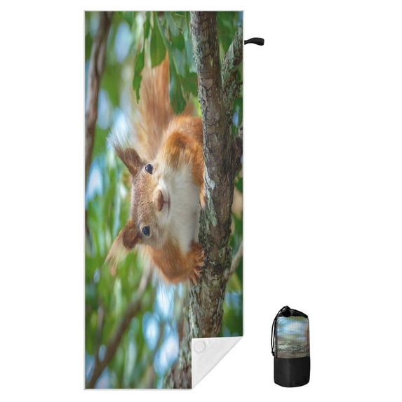 BZSMCE Soft Sunny Branch Squirrel For Beach Towel with Wind-Resistant ...