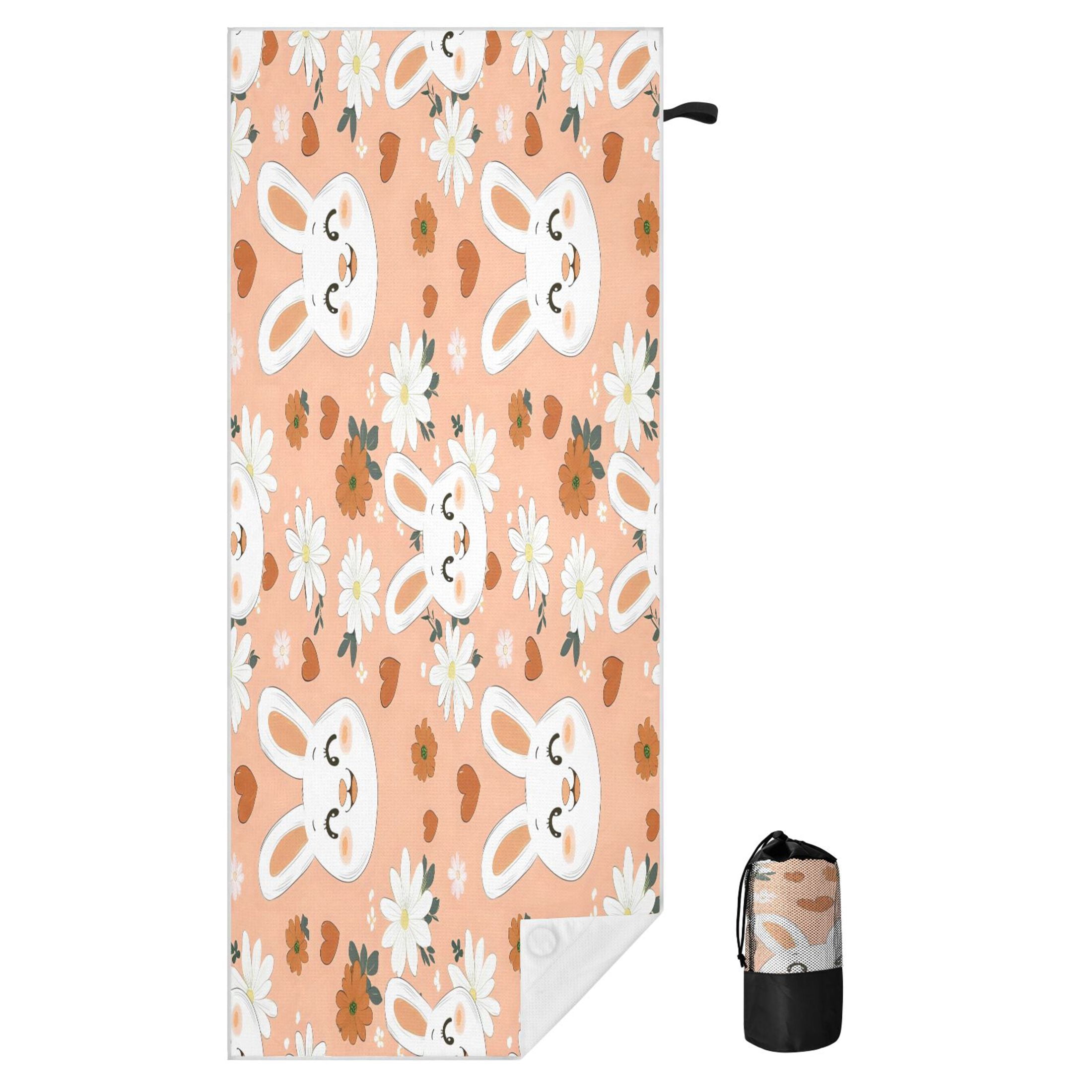 BZSMCE Soft White Bunny Daisy Pattern For Beach Towel with Wind ...