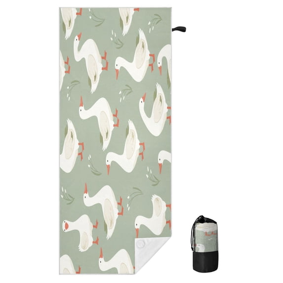 BZSMCE Soft White Goose For Beach Towel with Wind-Resistant Magnetic ...