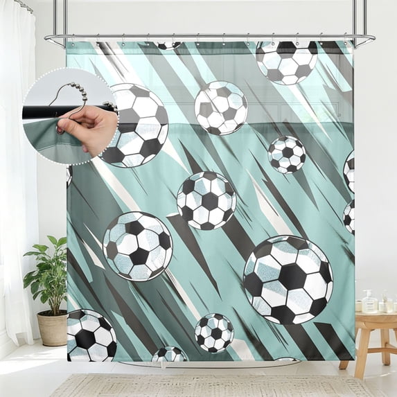 BZSMCE Speed Football Pattern Pattern Bathroom Shower Curtain Set with ...