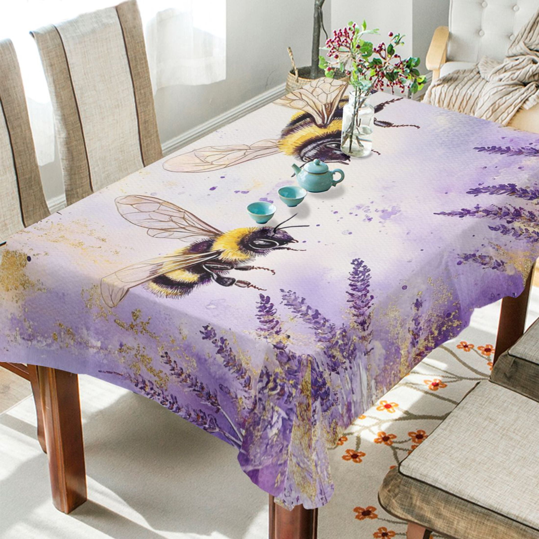 BZSMCE Square Tablecloth Buzzing in Bloom Pattern Tableclothes ...