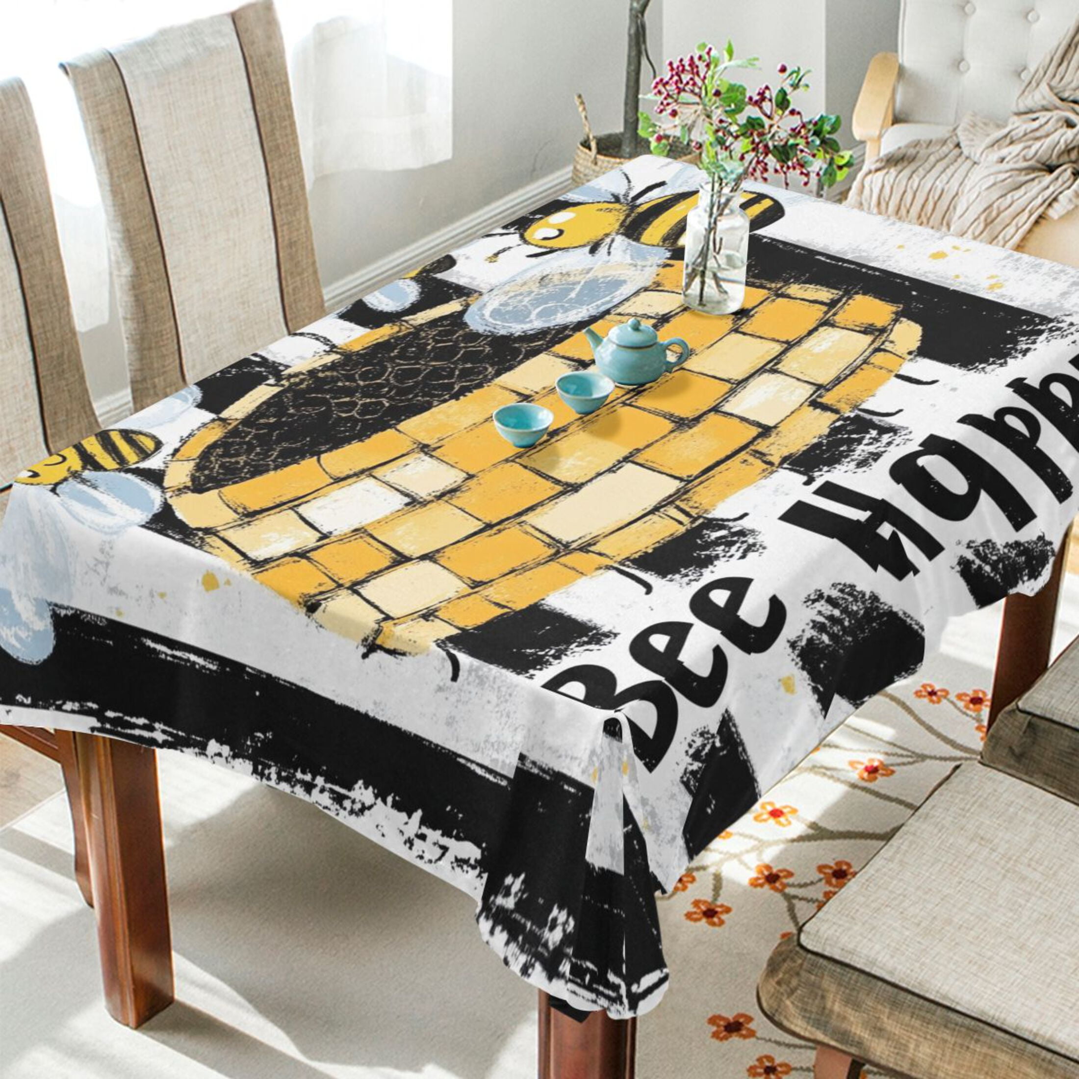 YAZAOO Square Tablecloth Cute Bee Pattern Pattern Tableclothes ...