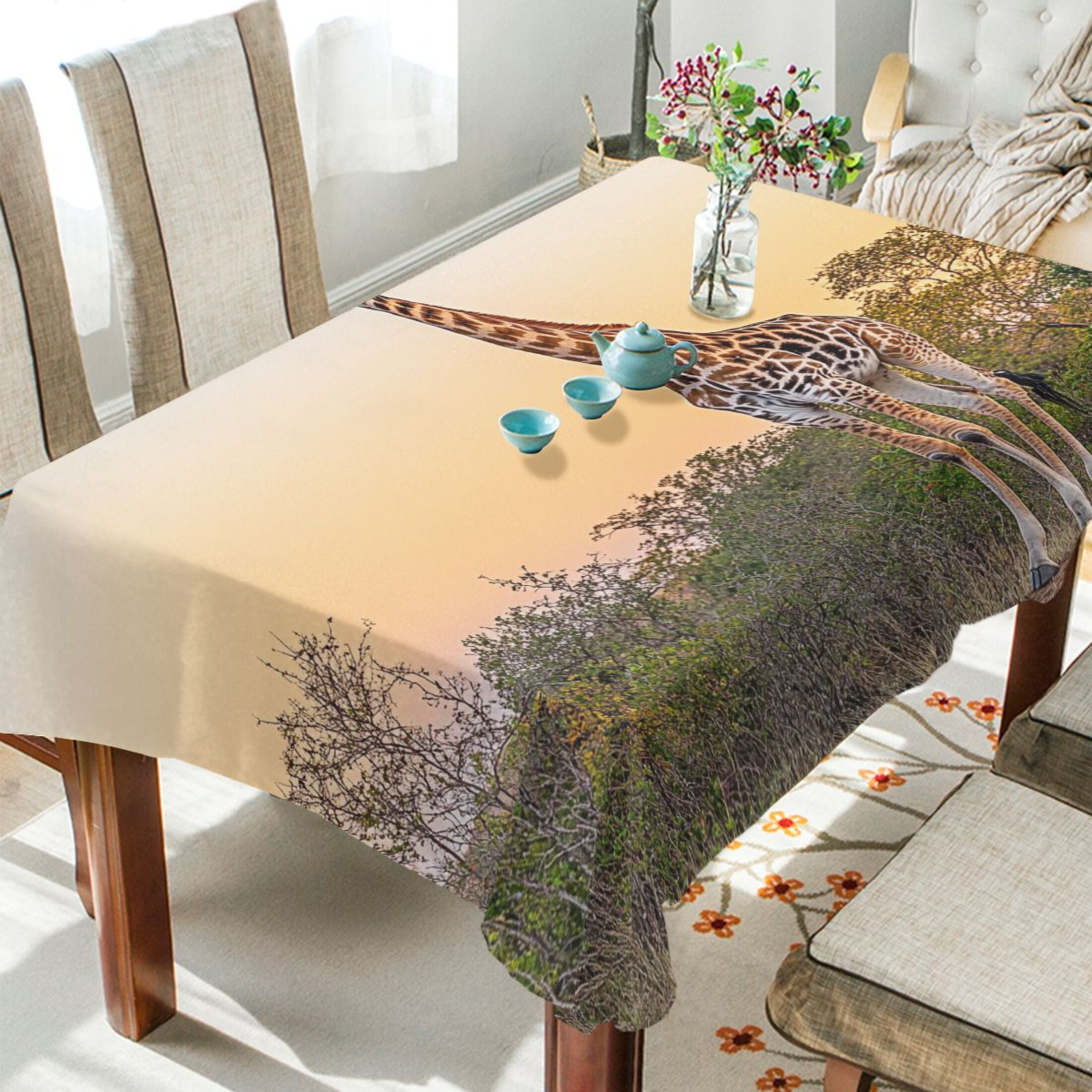 BZSMCE Square Tablecloth Cute Giraffe Painting Pattern Tableclothes ...