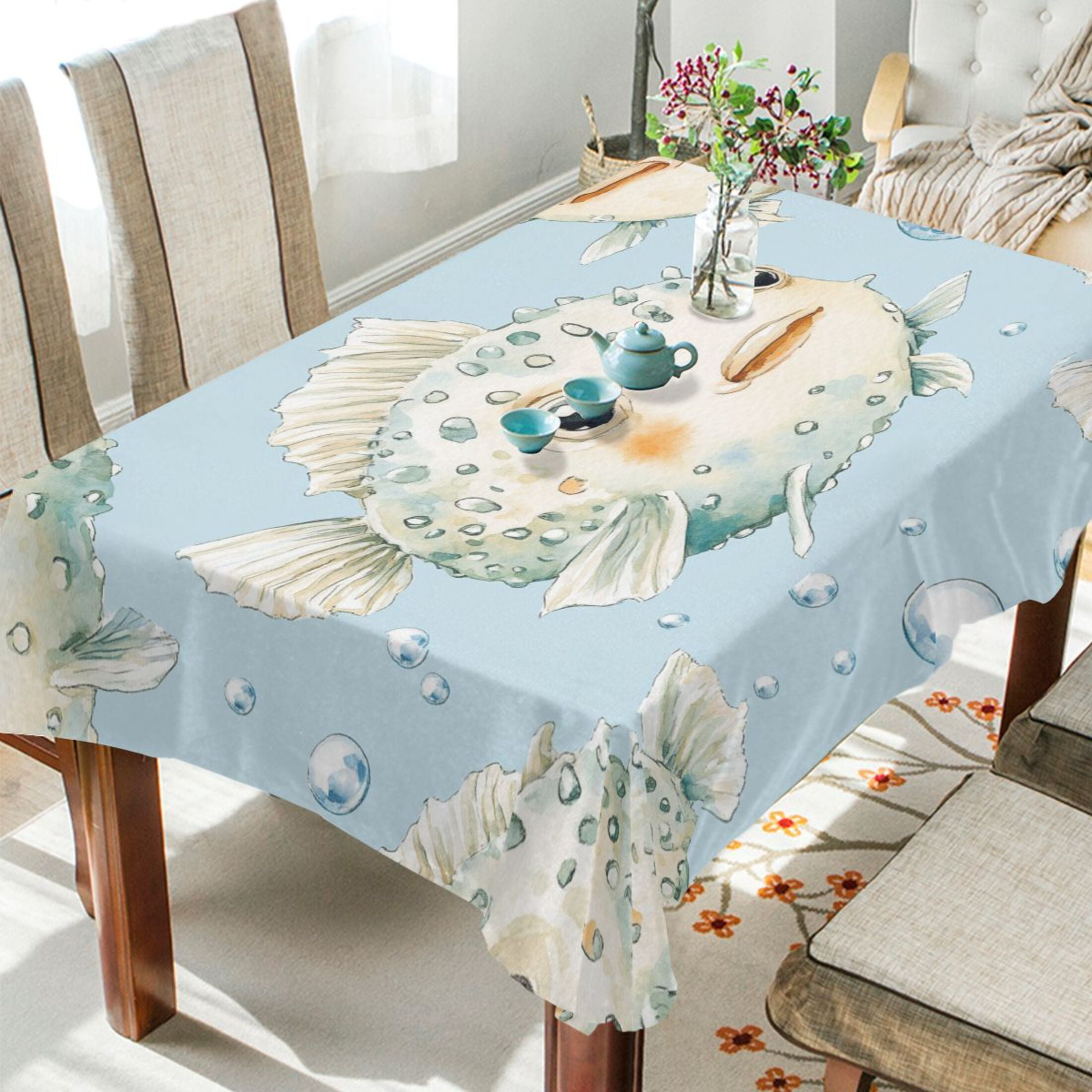 BZSMCE Square Tablecloth Cute Puffer Pattern Tableclothes - Walmart.com
