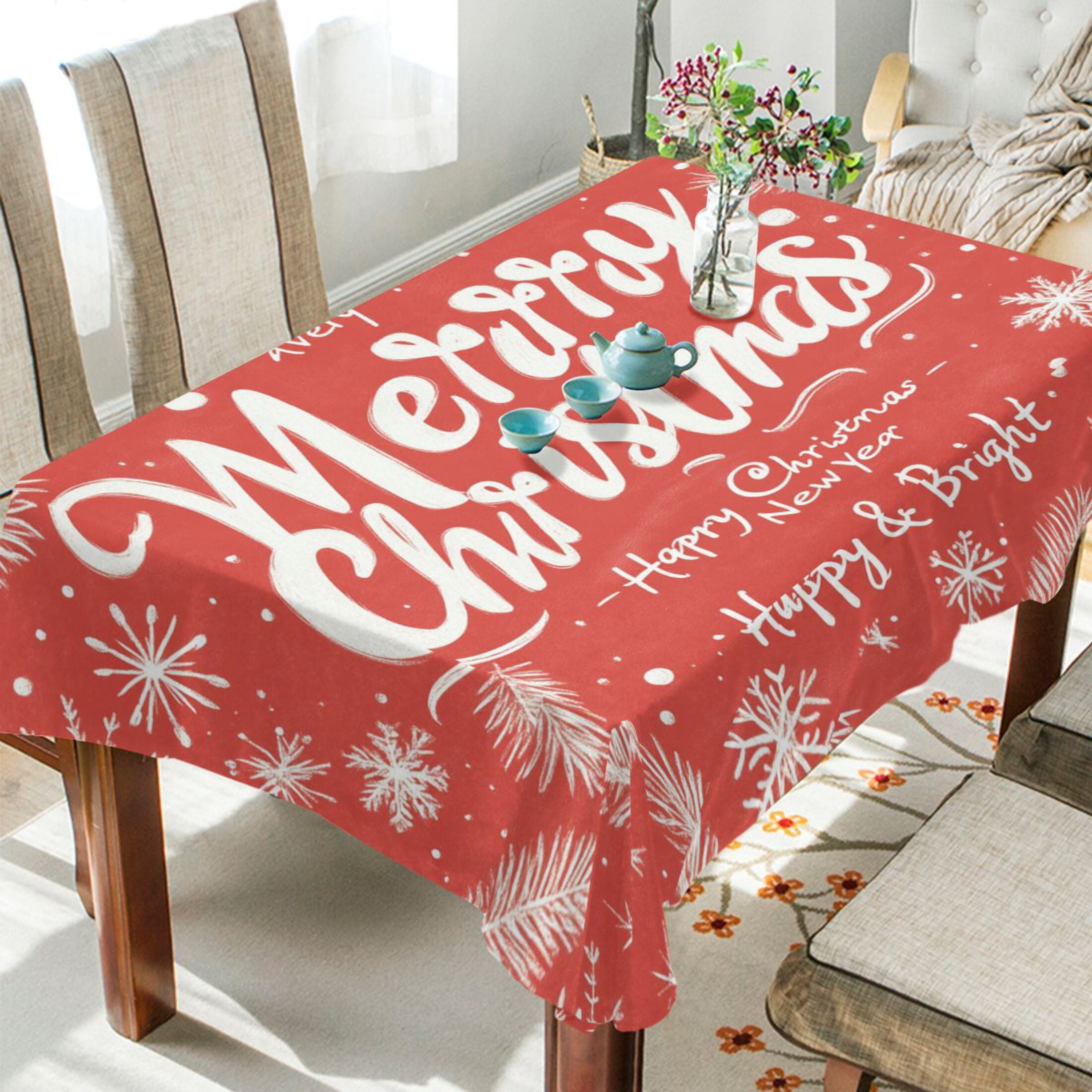 BZSMCE Square Tablecloth Design Merrh Christmas Print Pattern ...