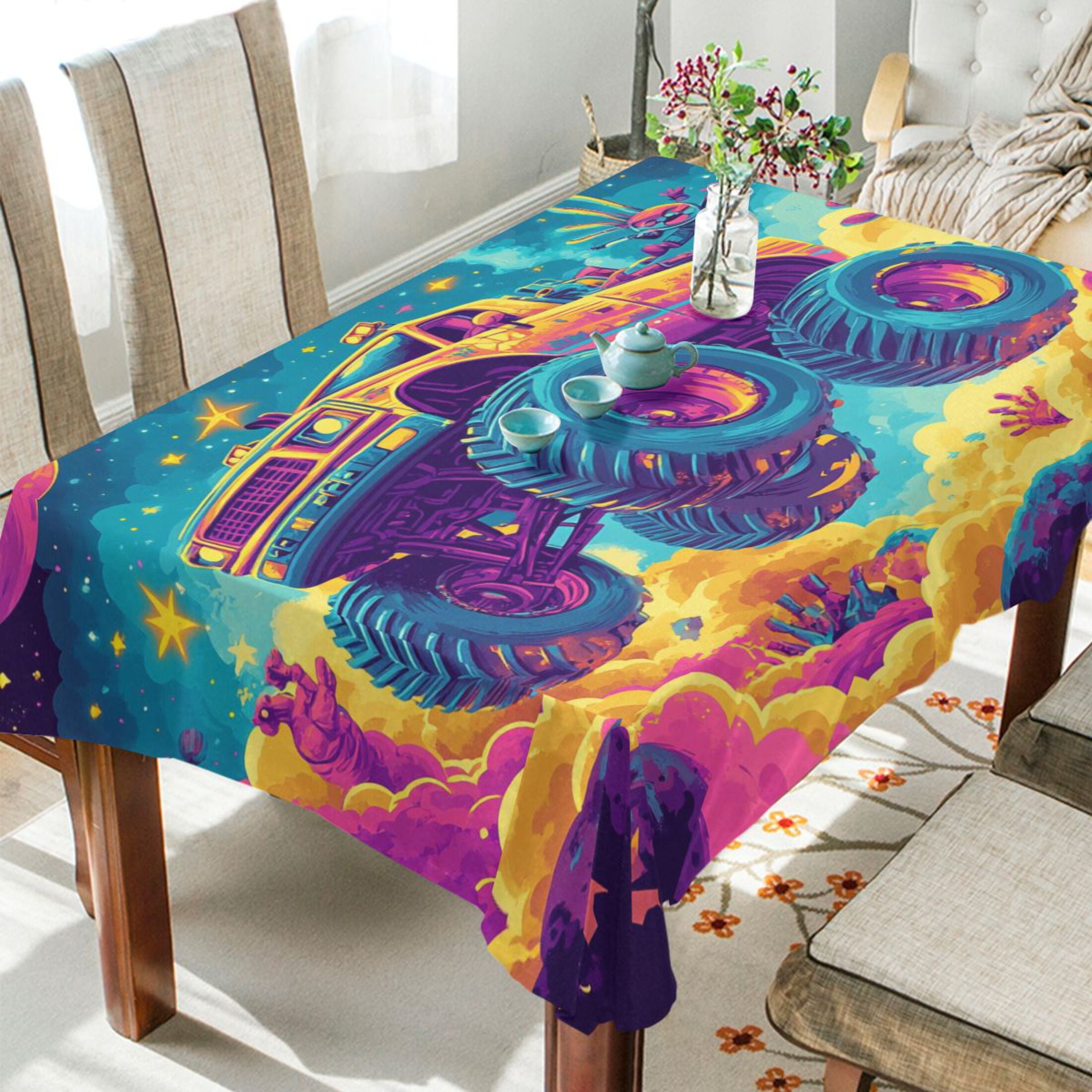 BZSMCE Square Tablecloth Galactic Thrill Ride Pattern Tableclothes ...
