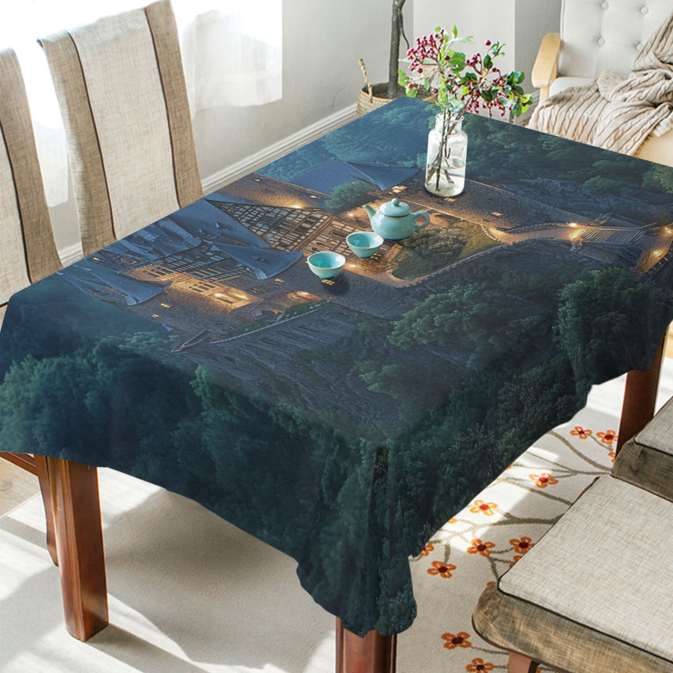 BZSMCE Square Tablecloth Great Castle Pattern Pattern Tableclothes ...