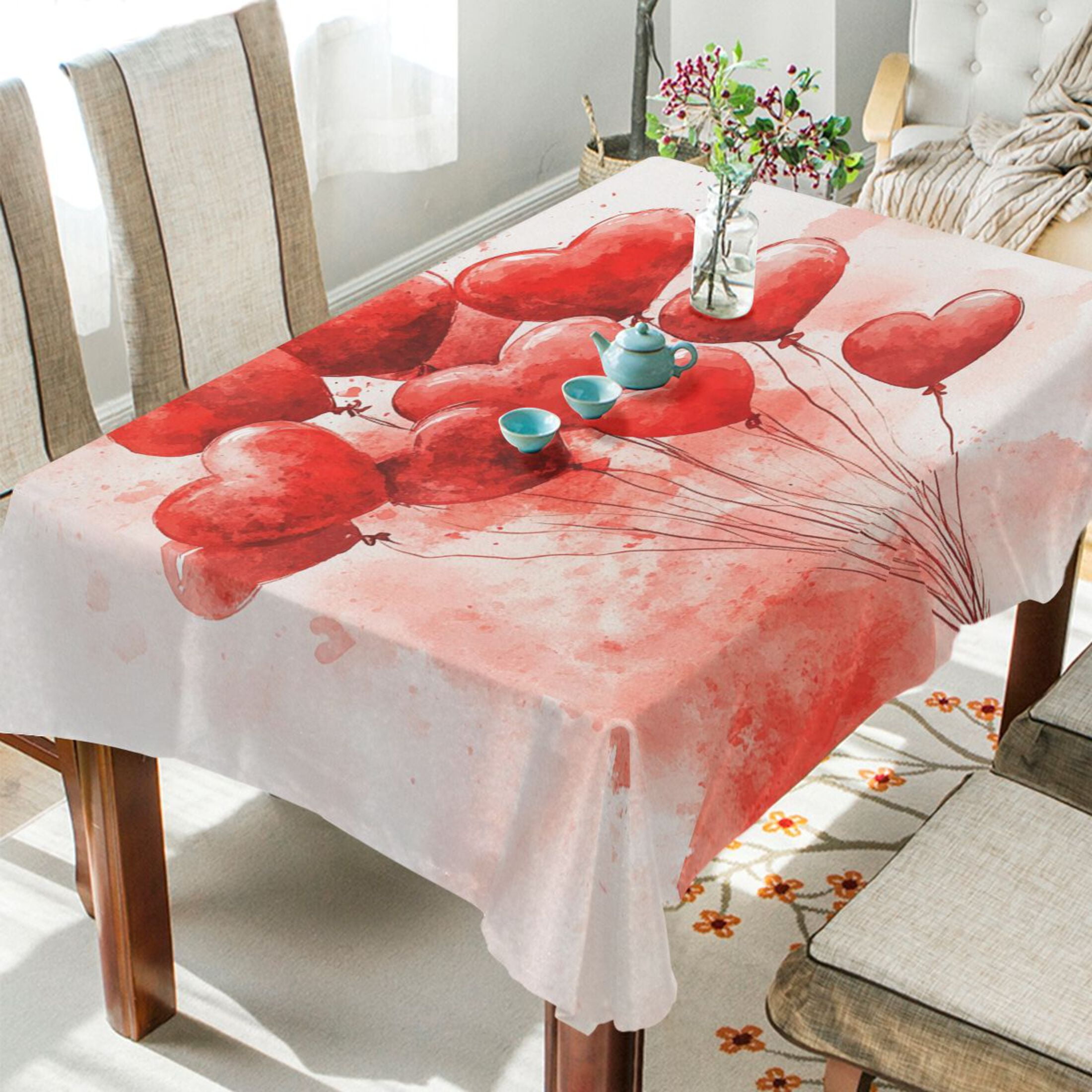 BZSMCE Square Tablecloth Heartfelt Balloons Pattern Tableclothes ...