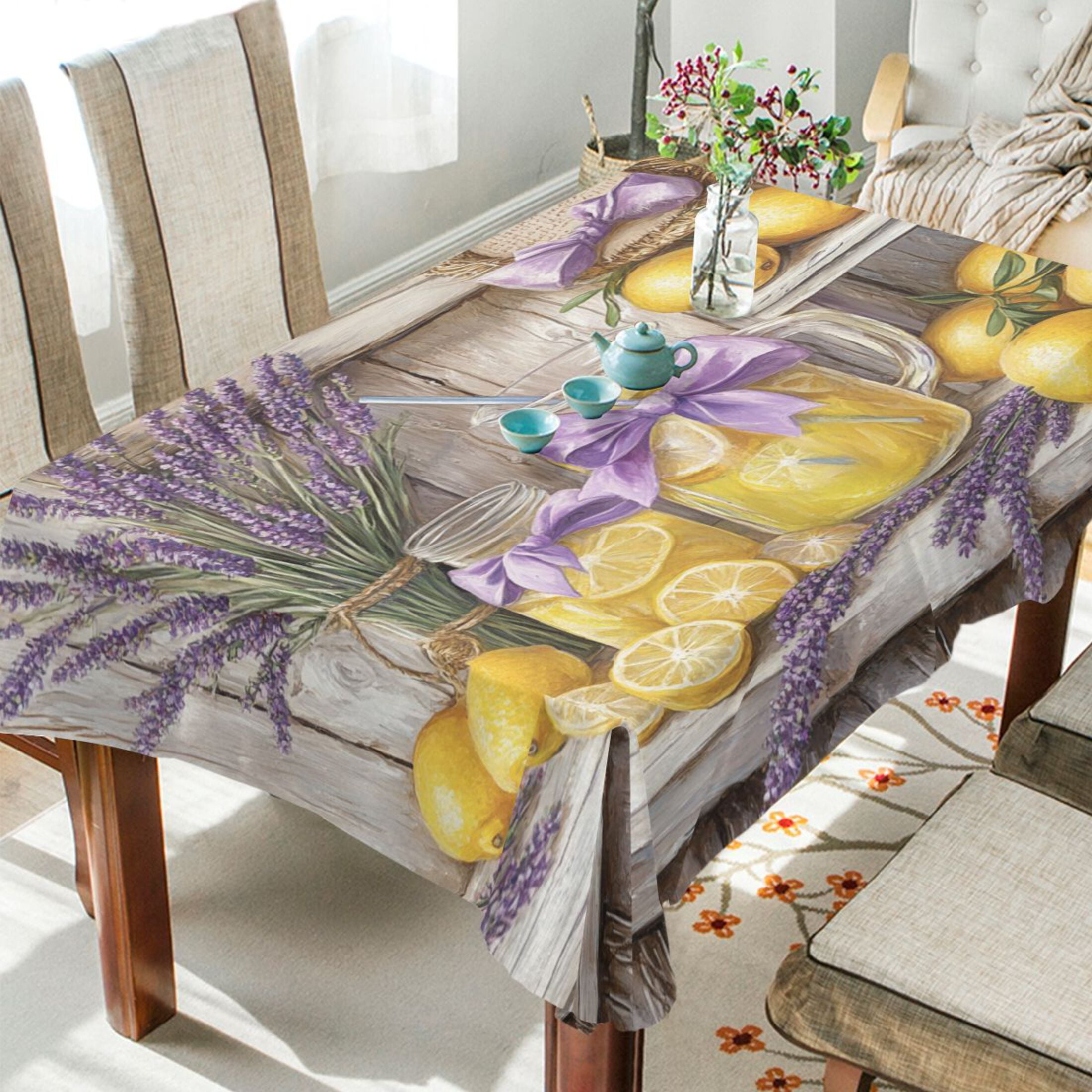 YAZAOO Square Tablecloth Illustration Of Lemons Pattern Tableclothes ...