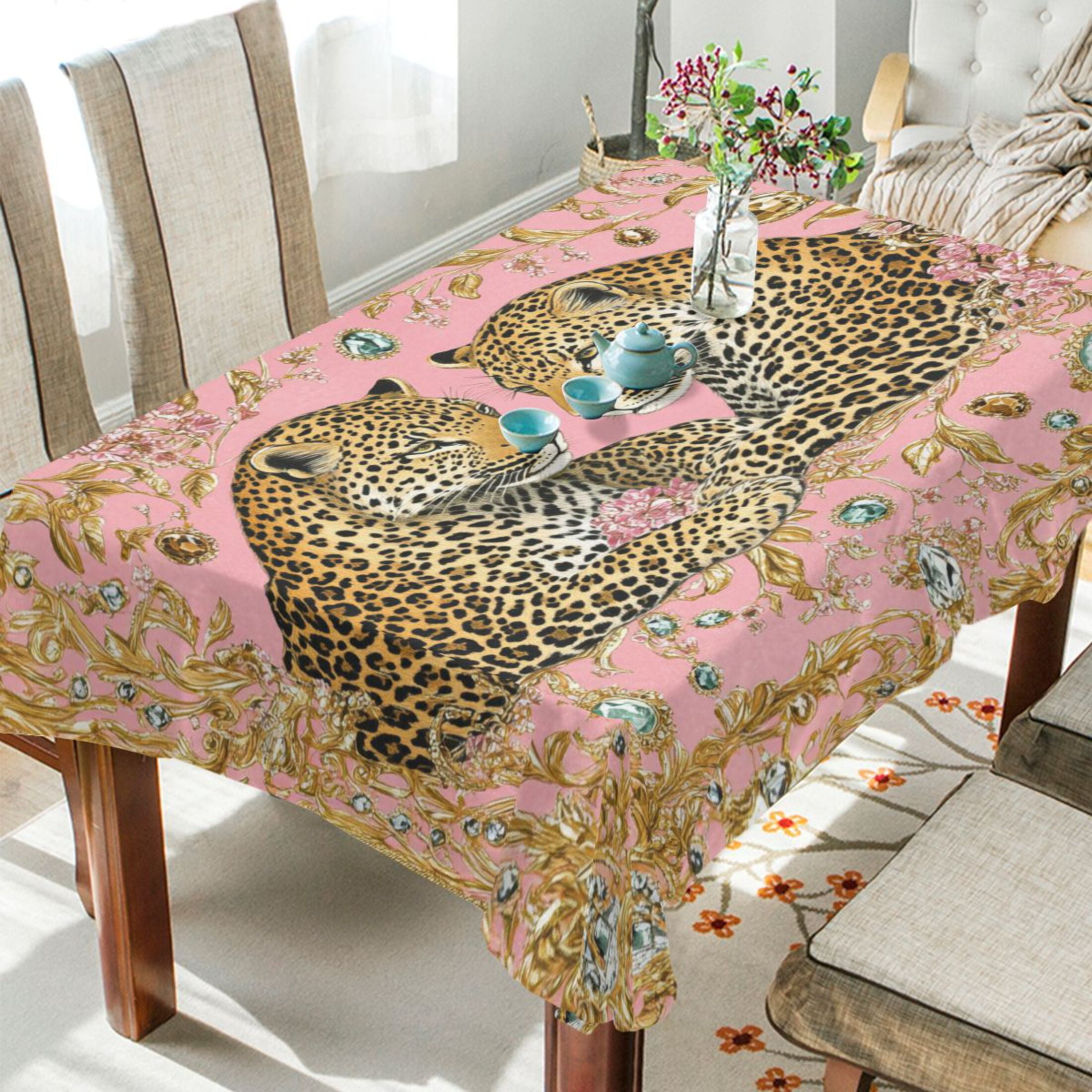 BZSMCE Square Tablecloth Jewel-toned Love Pattern Tableclothes ...