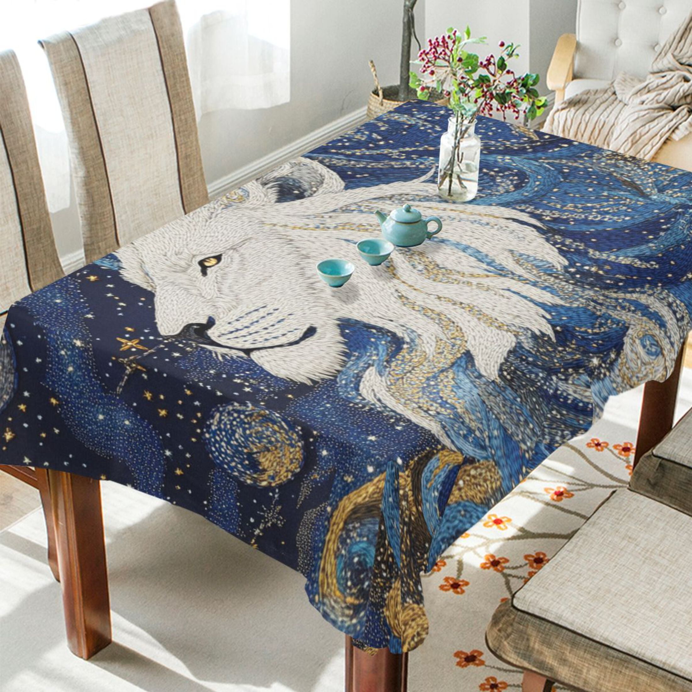 BZSMCE Square Tablecloth Majestic Nebula Mane Pattern Tableclothes ...