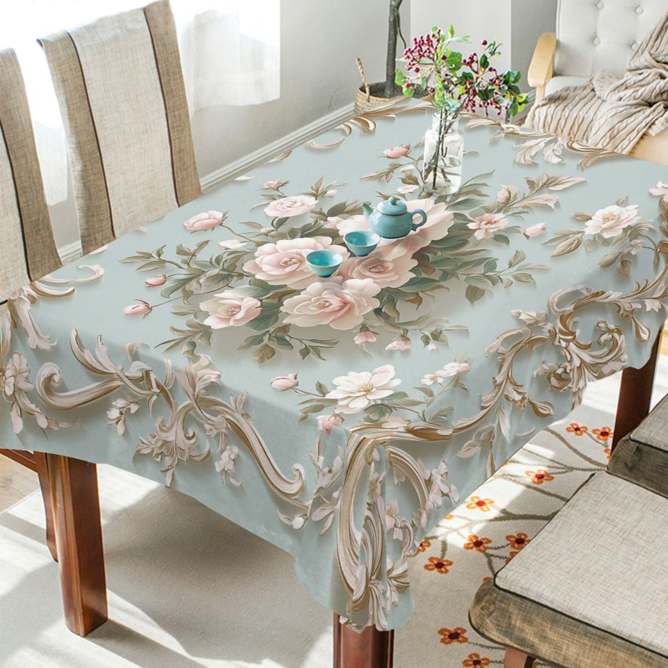 YAZAOO Square Tablecloth Pattern Of Blossom Pattern Tableclothes ...