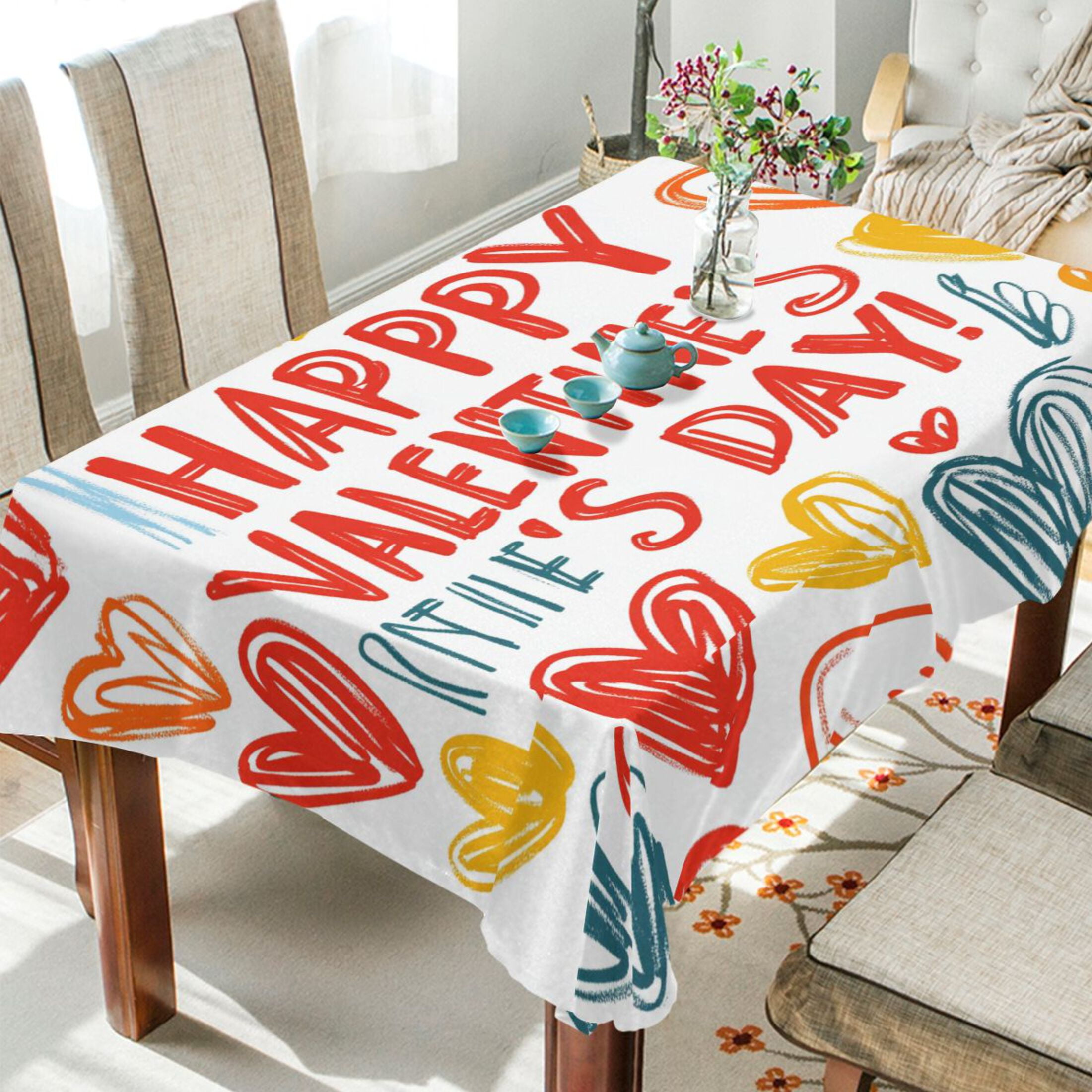 YAZAOO Square Tablecloth Pattern Of Hearts Pattern Tableclothes ...