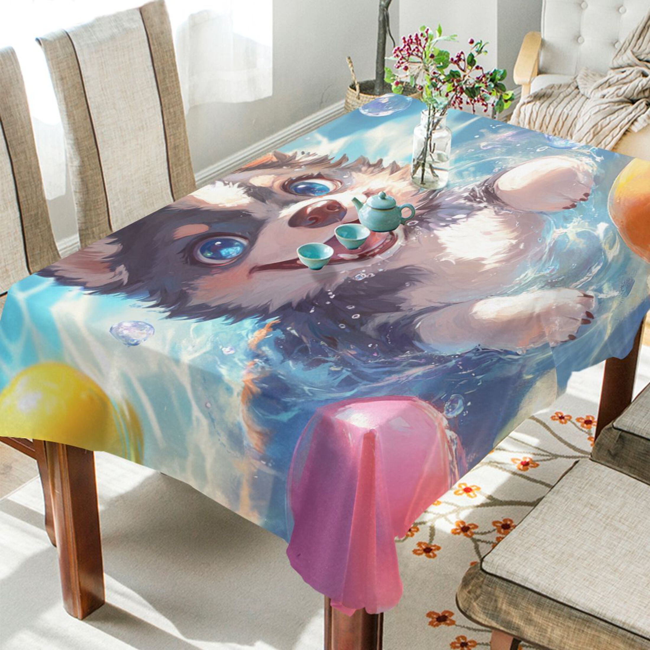 BZSMCE Square Tablecloth Pool Party Playtime Pattern Tableclothes ...