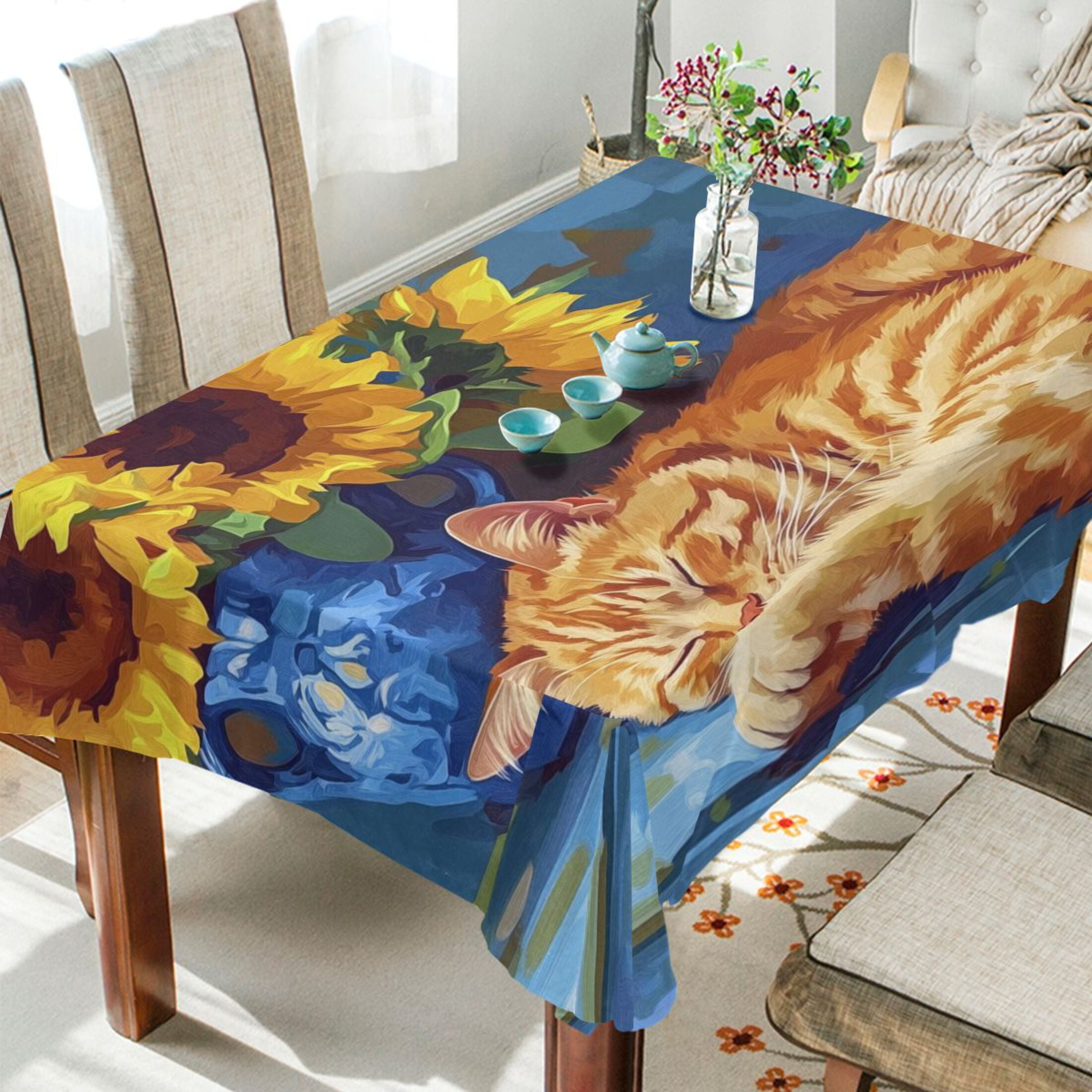BZSMCE Square Tablecloth Sunlit Slumber Pattern Tableclothes - Walmart.com
