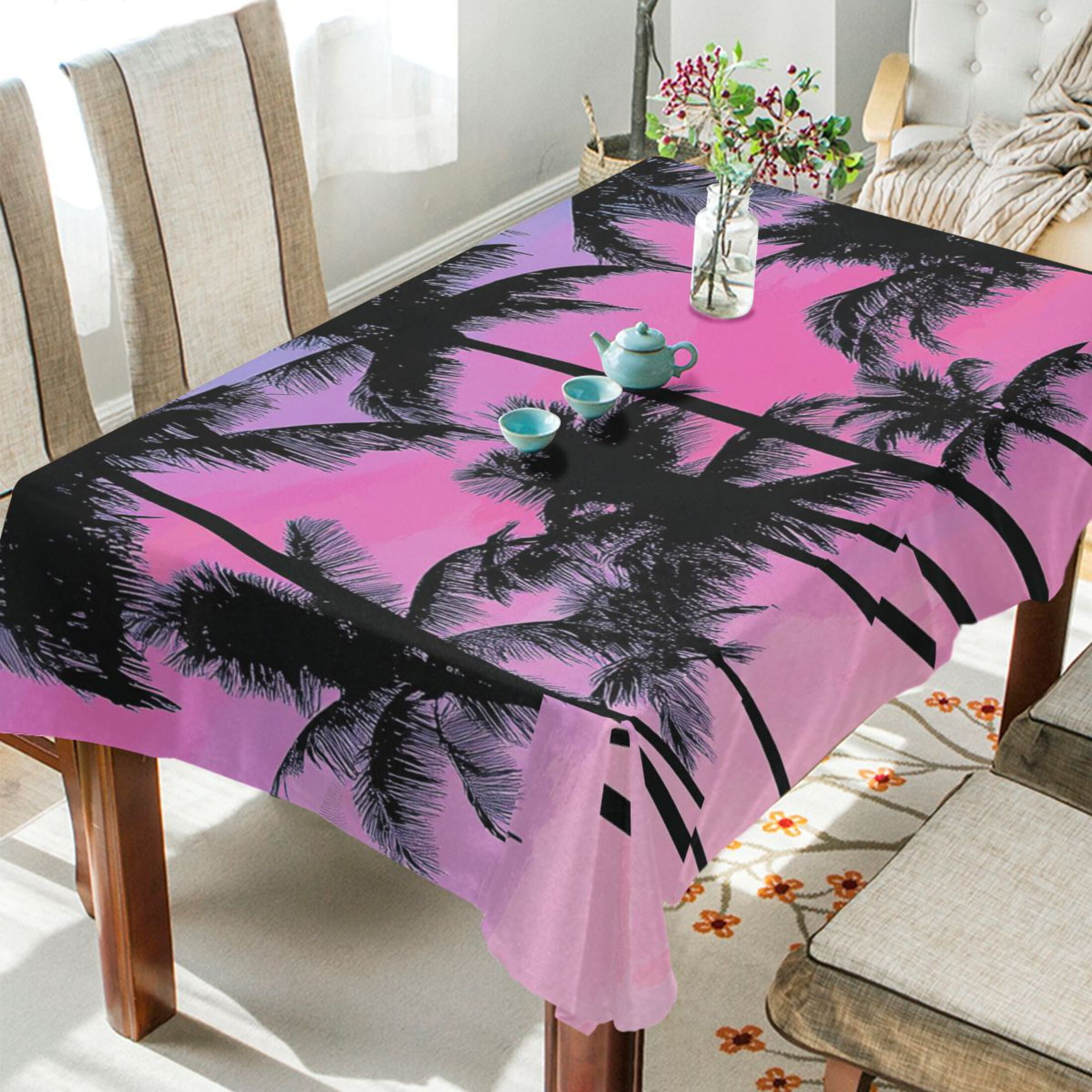 BZSMCE Square Tablecloth Sunset Silhouette Pattern Tableclothes ...