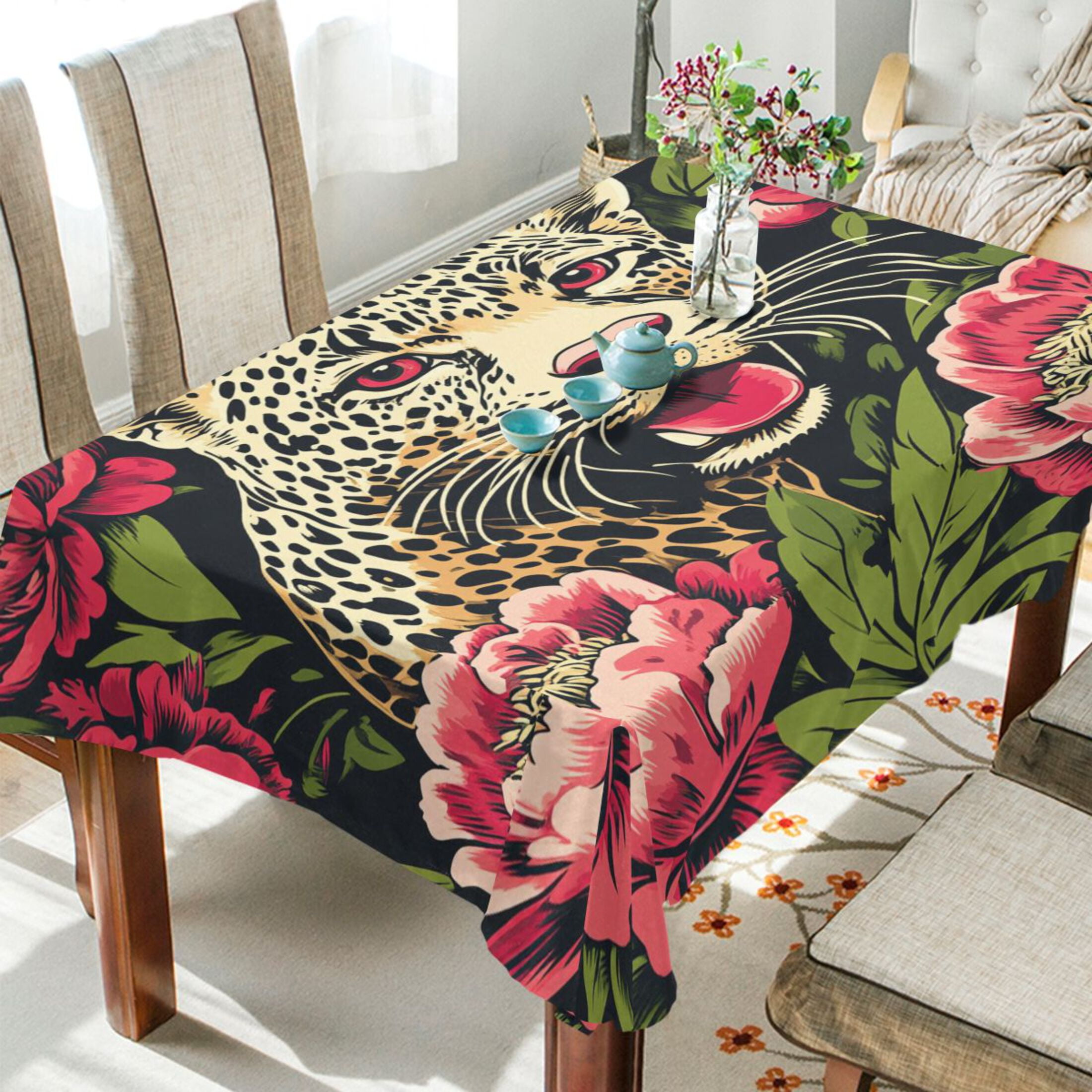 BZSMCE Square Tablecloth The Colorful Confident Leopard Pattern ...