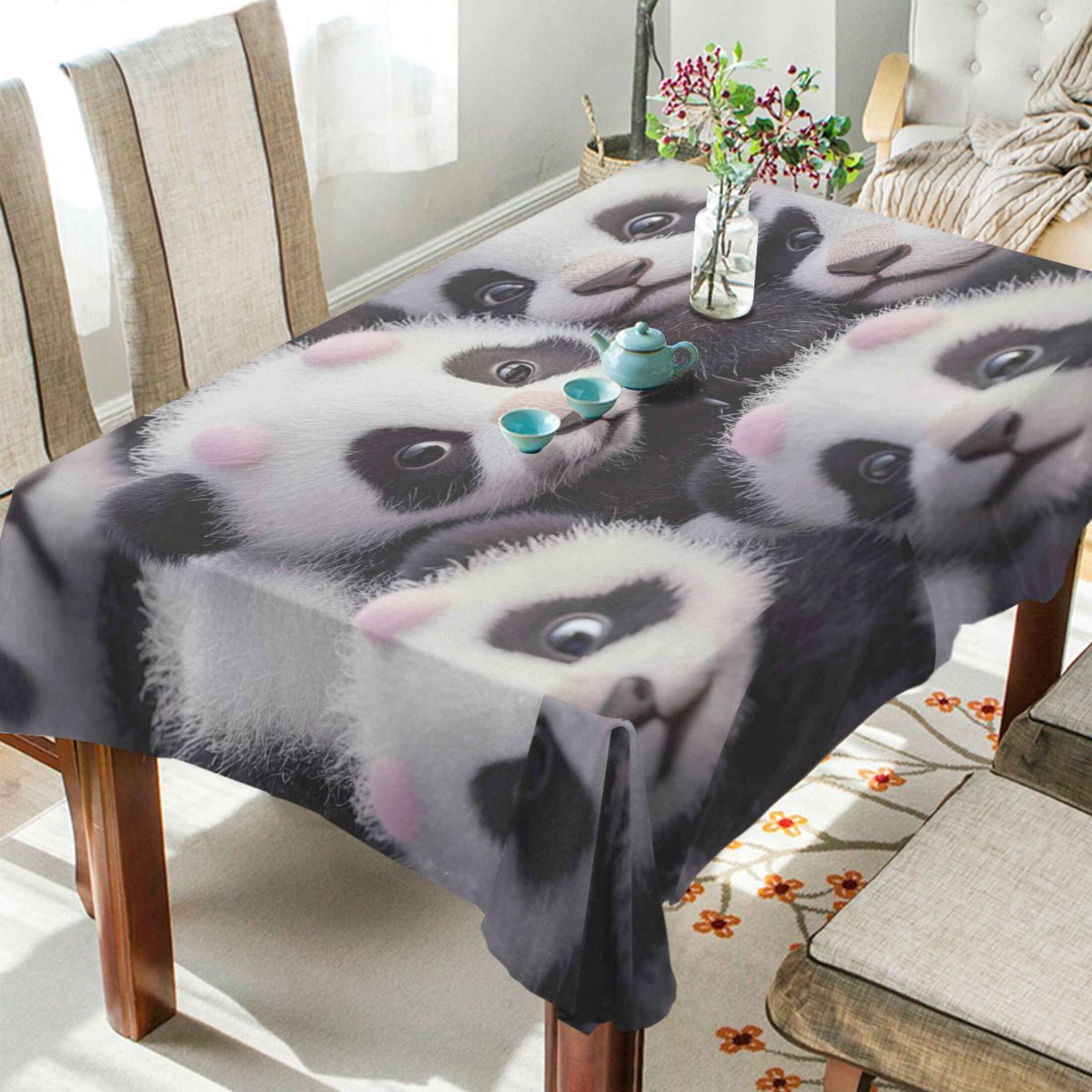BZSMCE Square Tablecloth The Panda Gathering Pattern Tableclothes ...